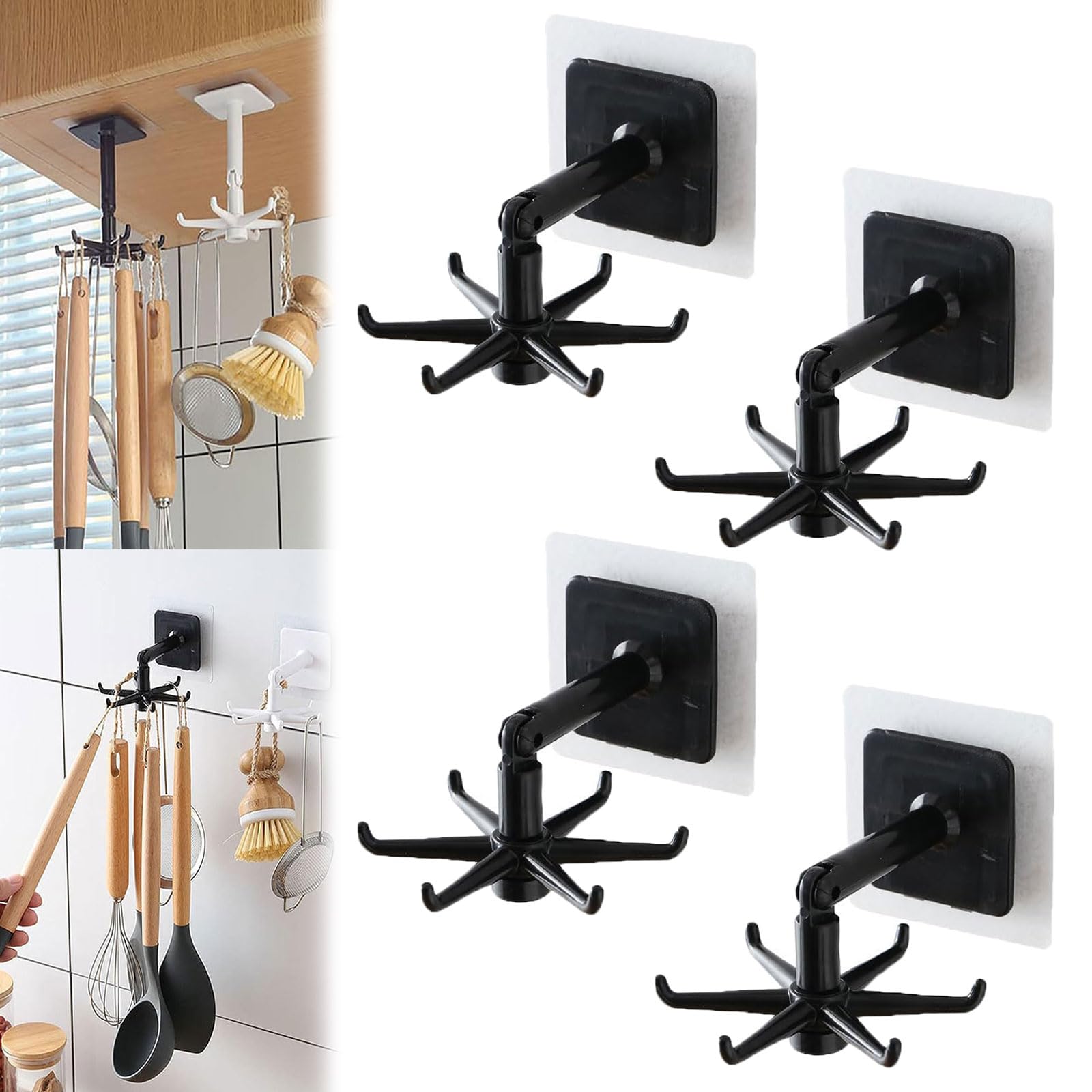 Probablei 360° Rotating Folding Hook, Kitchen Utensil Holder 360 ...
