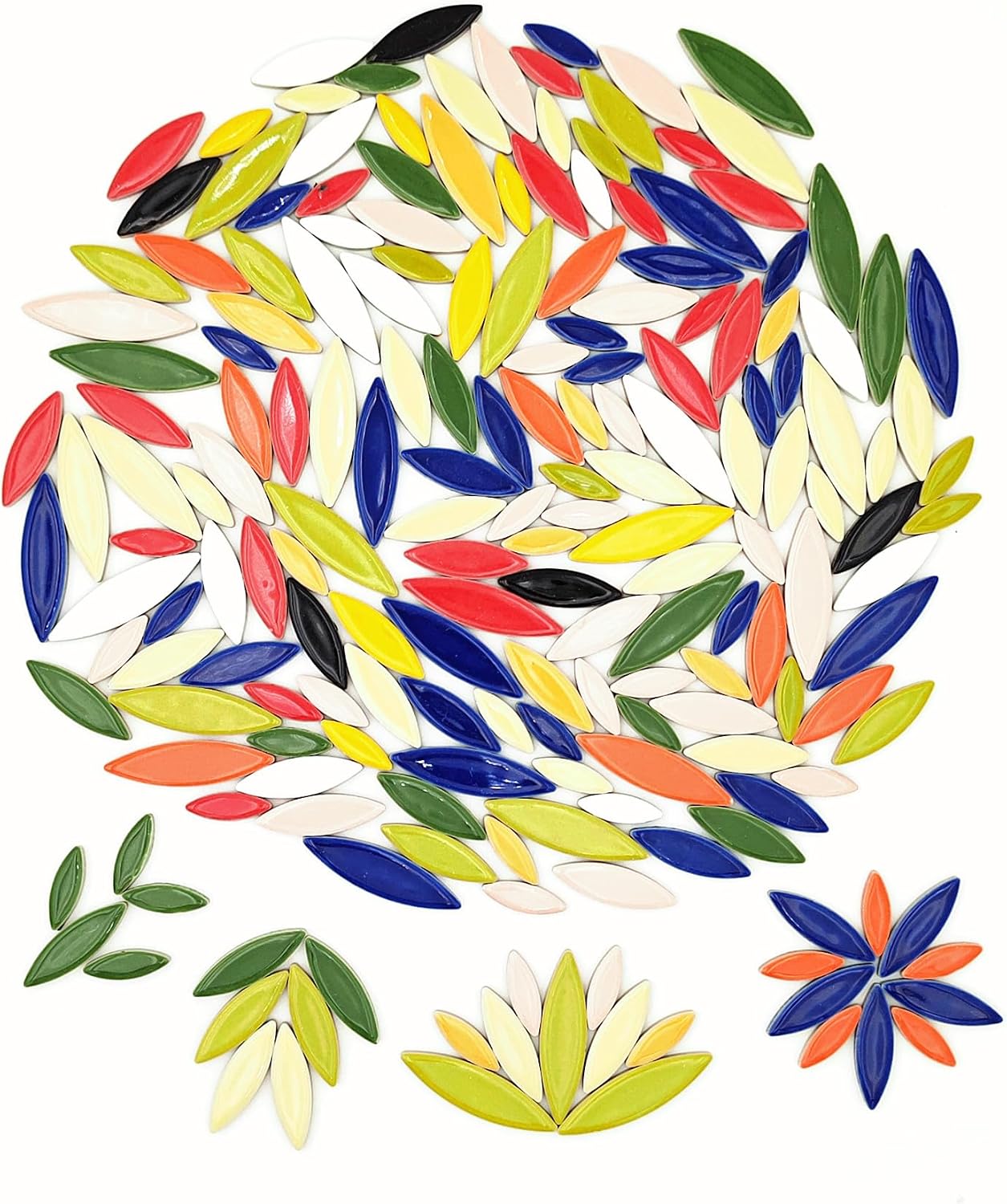 Leaf Petal Ceramic Mosaic Tiles for Crafts, 500g/1.1LB Irregular Mosaic ...