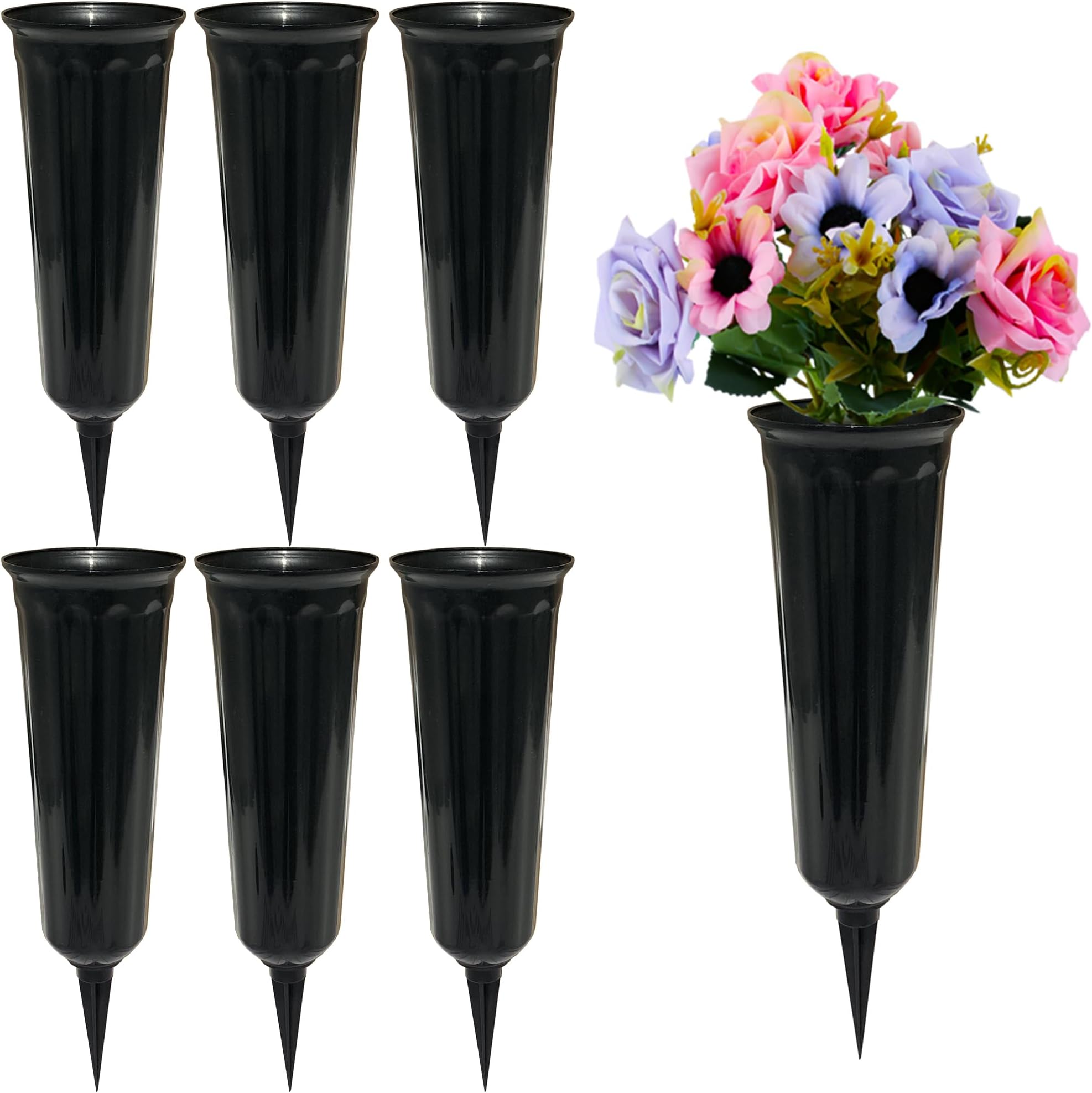 Amazon.com: Atoomtuzs Cemetery Vases with Spikes,Metal Memorial Vase ...