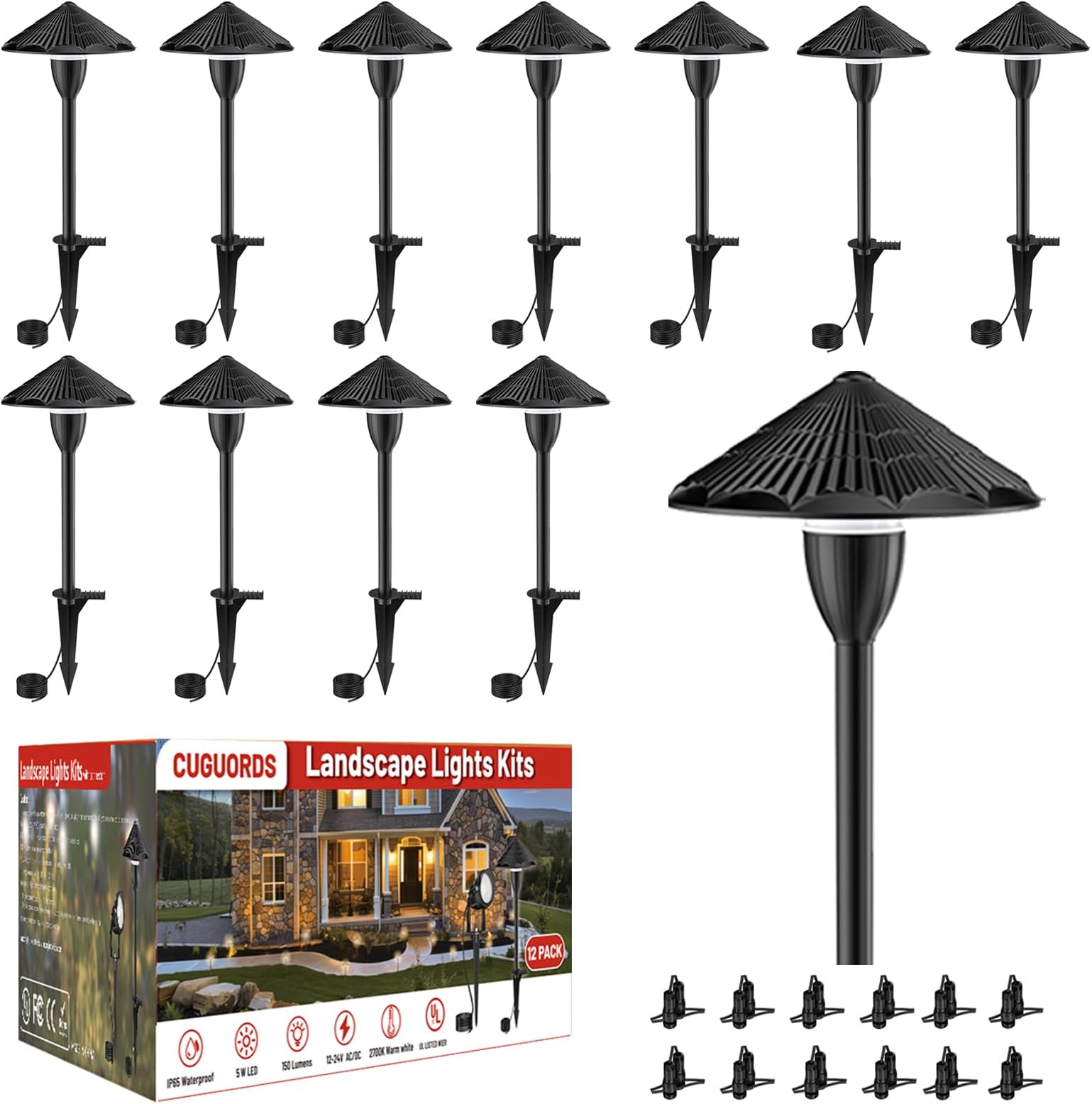 Cuguords 5W Low Voltage Pathway Lights,Outdoor Wired LED Landscape Path ...