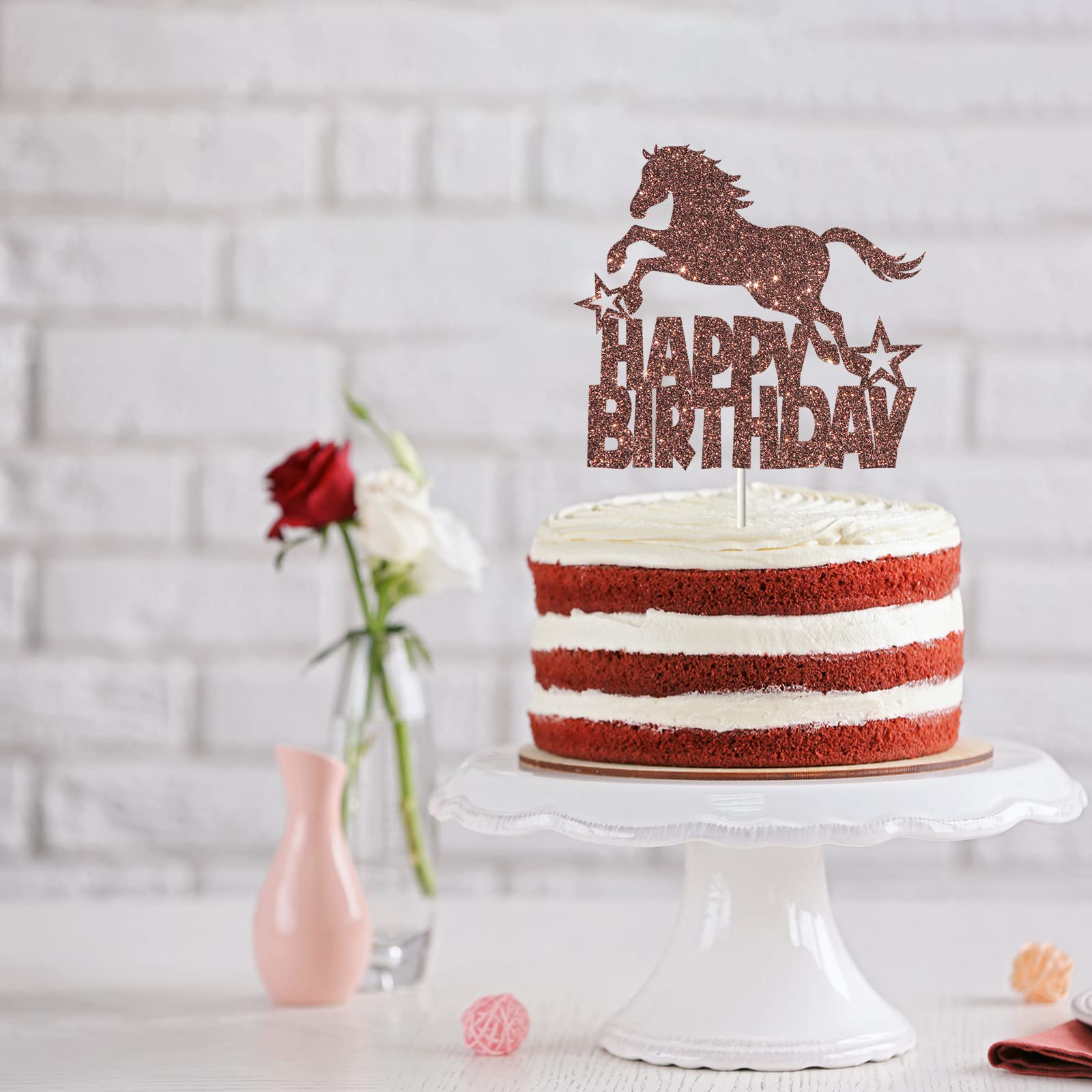 Brown Cake Topper Horse Happy Birthday Cake Topper - Brown Horse Racing ...