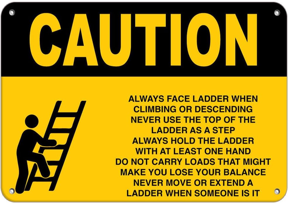 Amazon.com: Caution Ladder Safety Instructio?ns Label Vinyl Decal ...