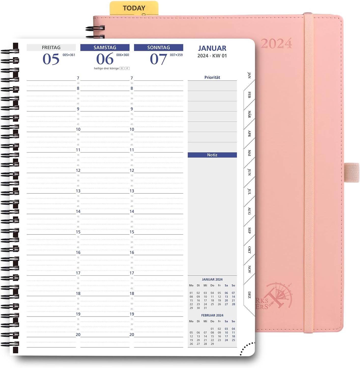 Chäff Business-Timer 2024 A4 Maxi [Altrosa] 1 Woche 2 Seiten ...