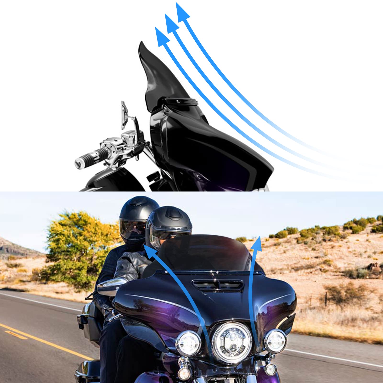 Amazicha 10 Inch Black Wave Windshield Windscreen Wind Splitter ...