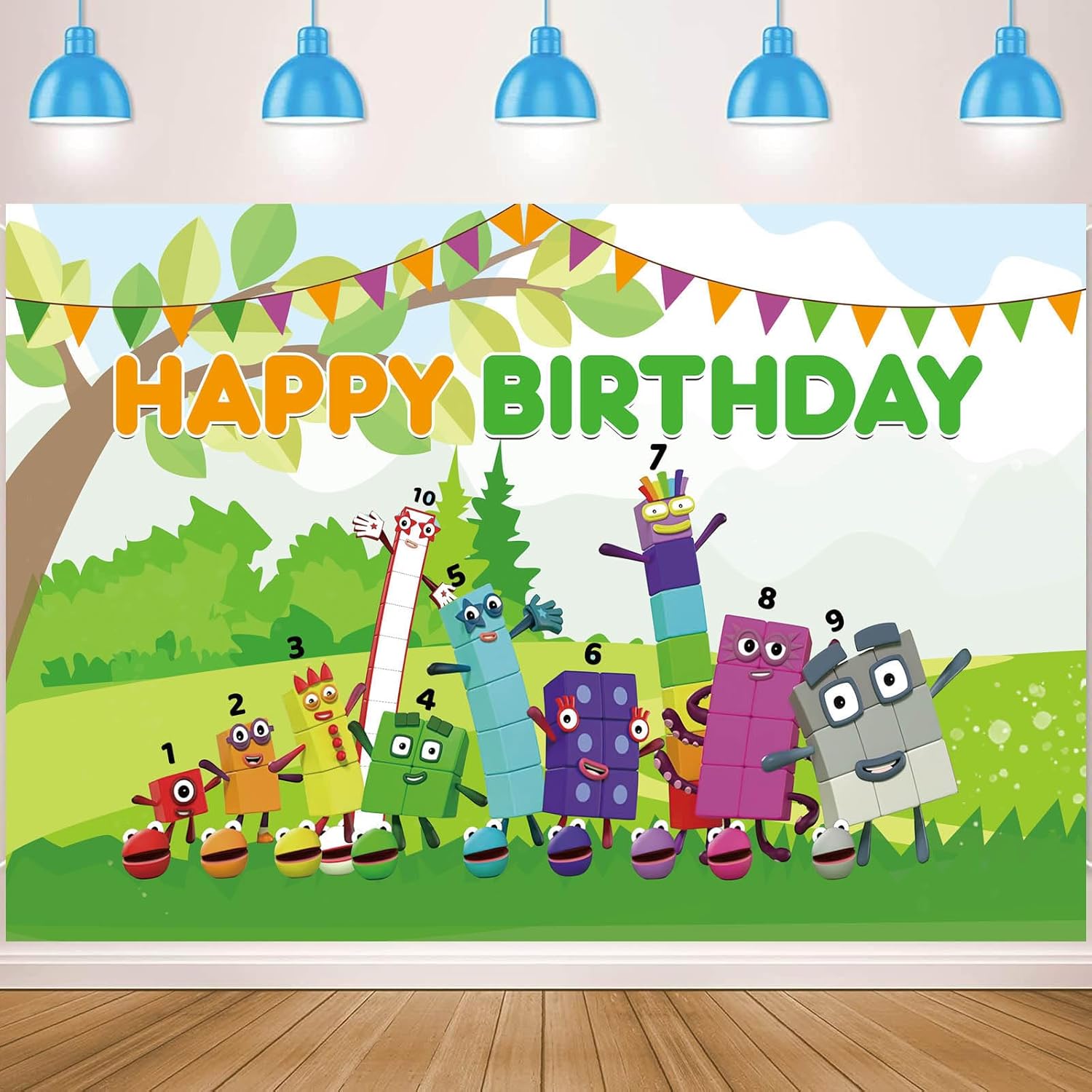 Amazon.com: Green Numberblocks Backdrop for Birthday Party Supplies ...