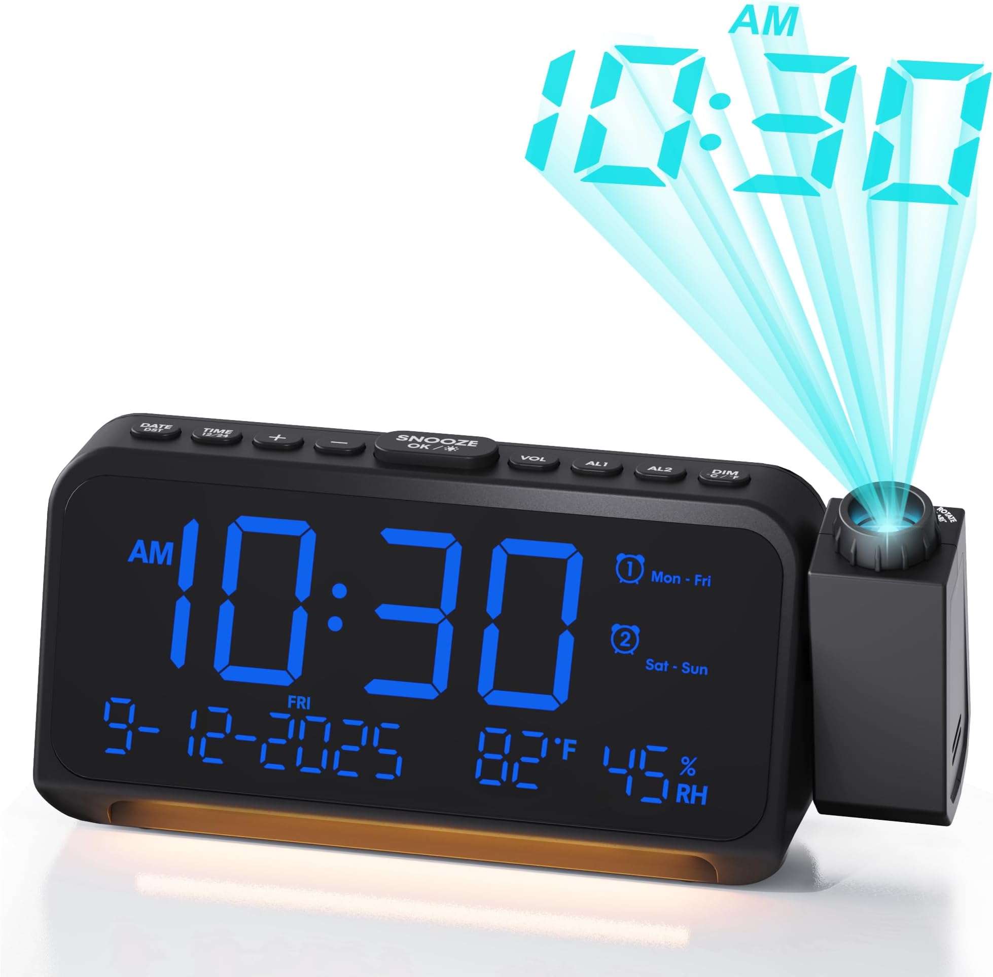 Amazon.com: Digital Projection Alarm Clocks for Bedrooms - Large LED ...