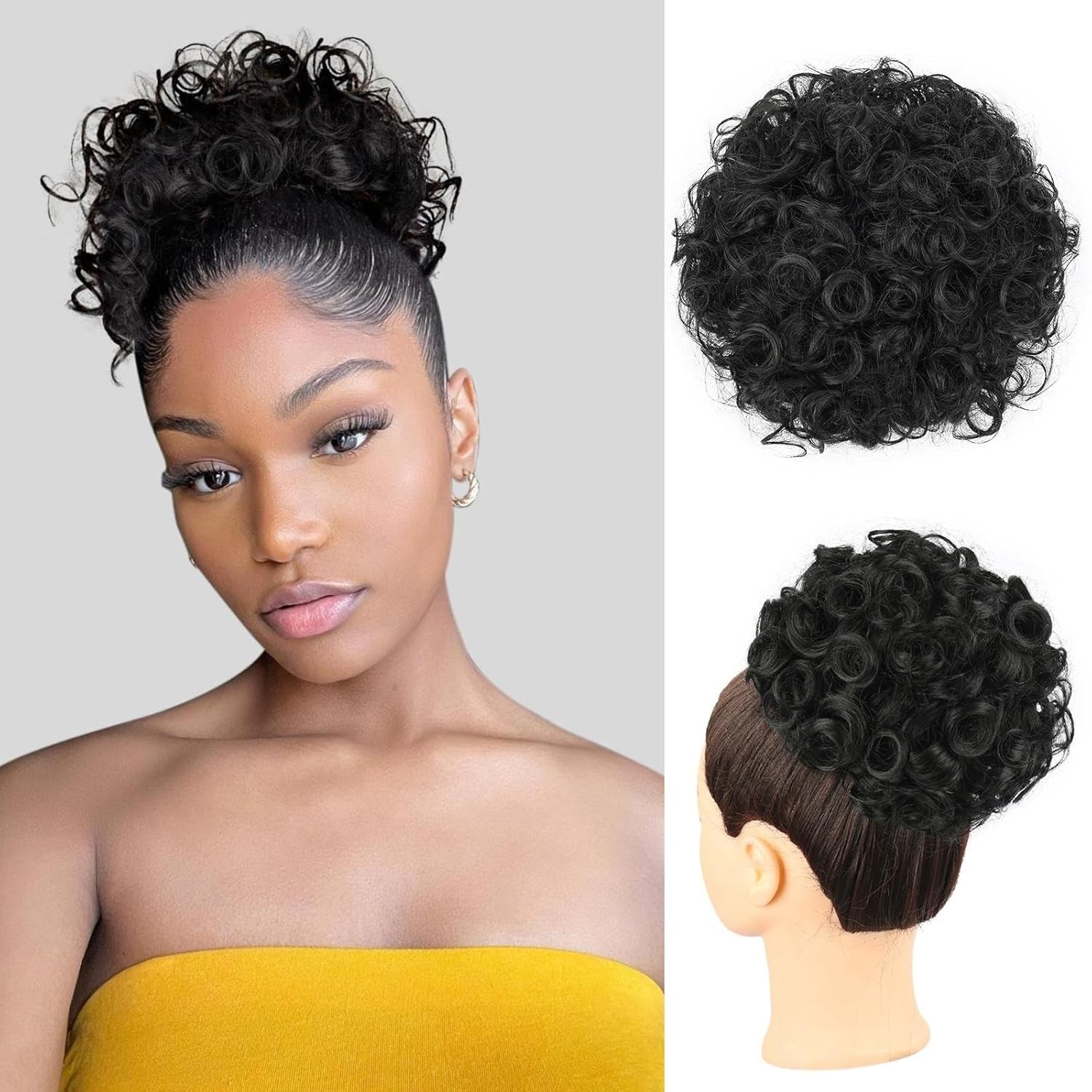 Amazon.com : KRSI Messy Bun Hair Piece Short Elastic Drawstring Hair ...