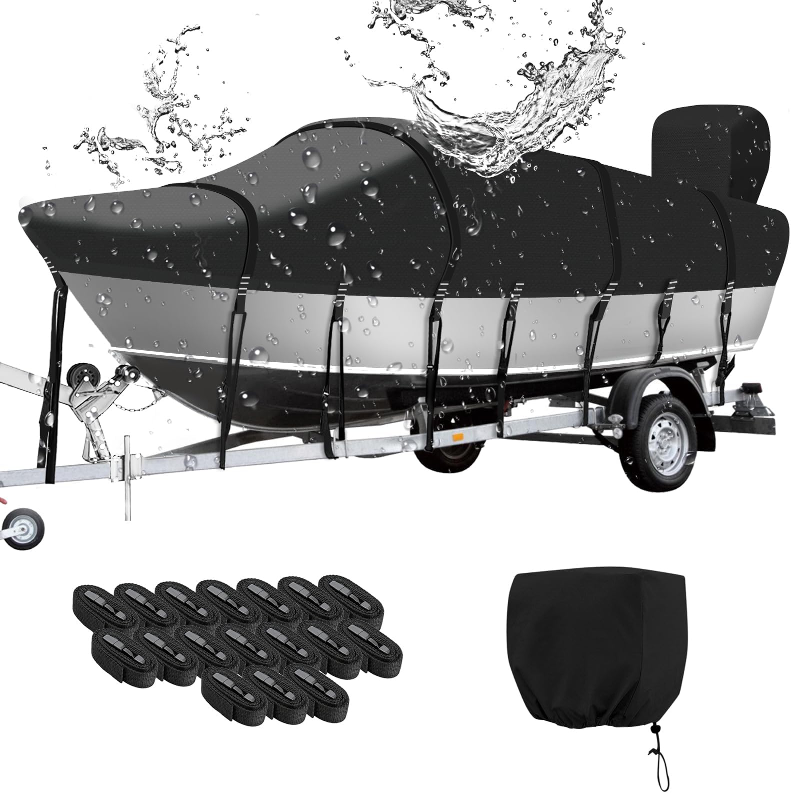 Amazon.com: Boat Cover 14-16 ft Feet, 900D Waterproof Solution-Dyed ...