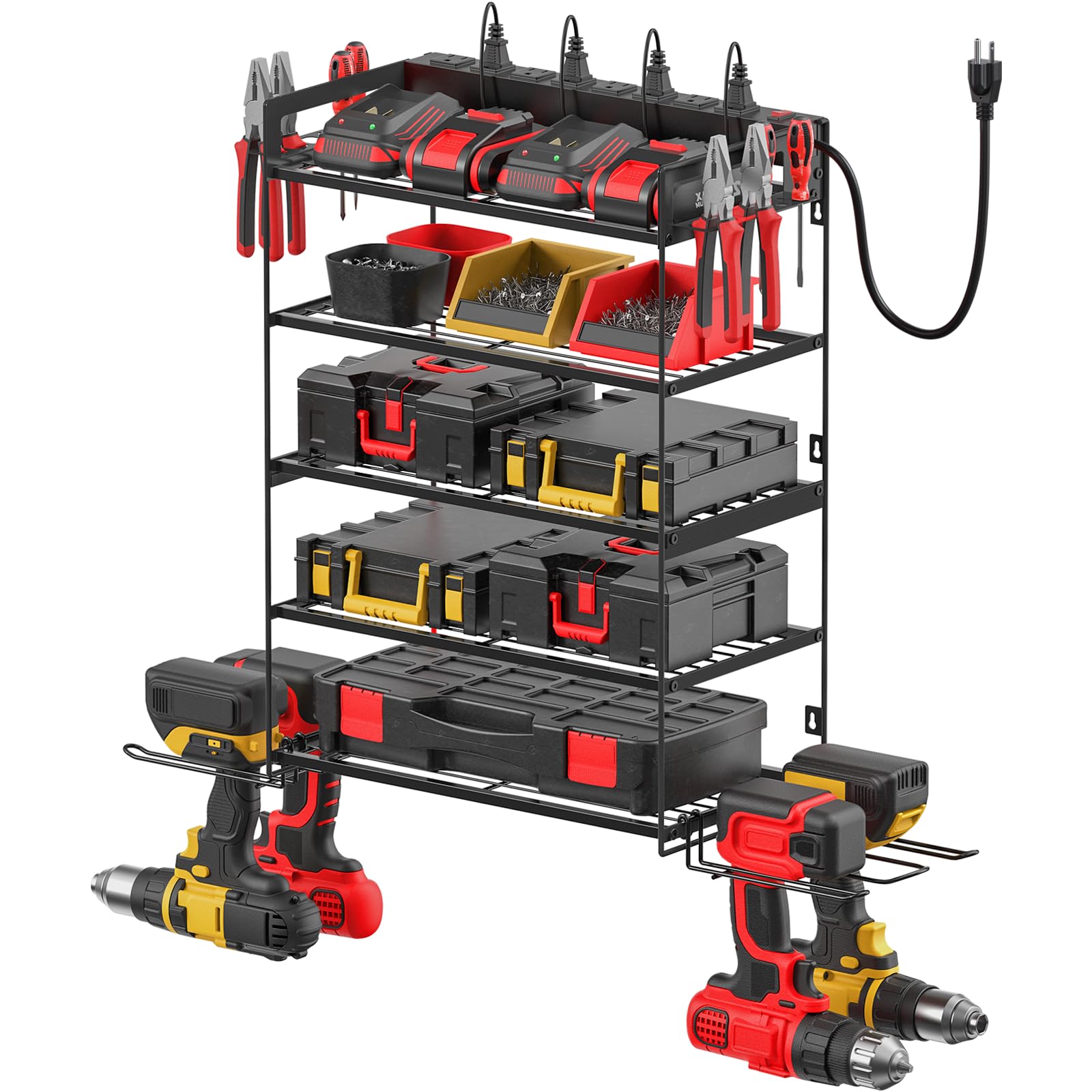 Amazon.com: CCCEI Garage Tools Storage with Charging Station. Power ...