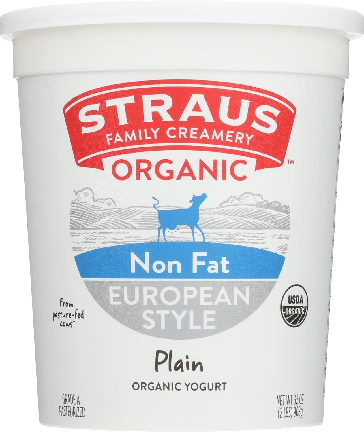 Straus Family Creamery, Non Fat Plain Yogurt, 32 oz