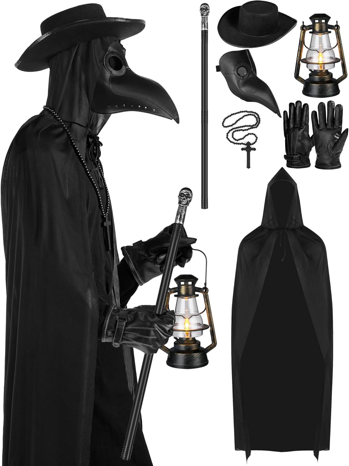 Amazon.com: Mepase 7 Pcs Halloween Plague Doctor Costumes Set Bird Beak ...