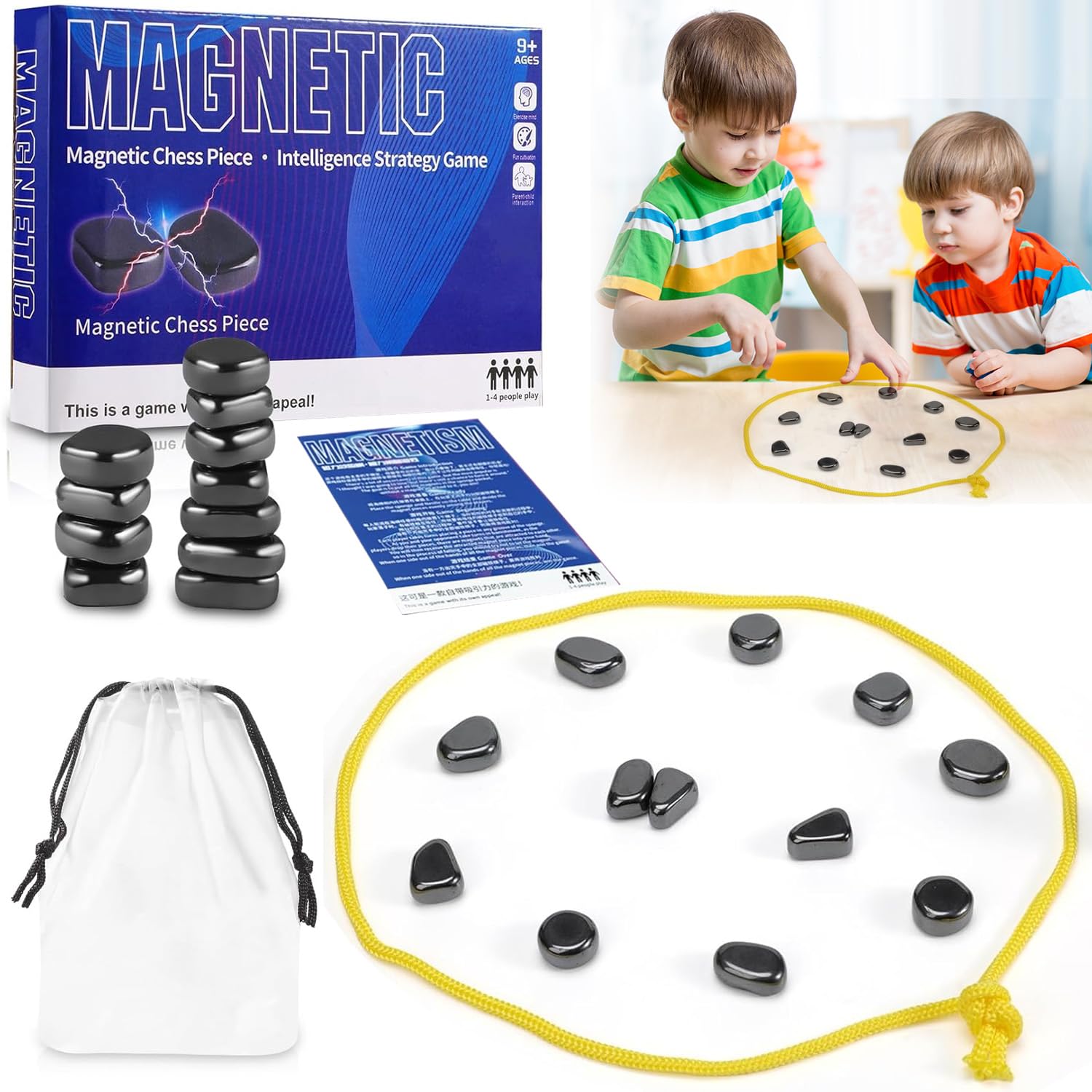 Magnetic Chess Game, Magnetic Chess Game with Stones Set,Multiplayer ...