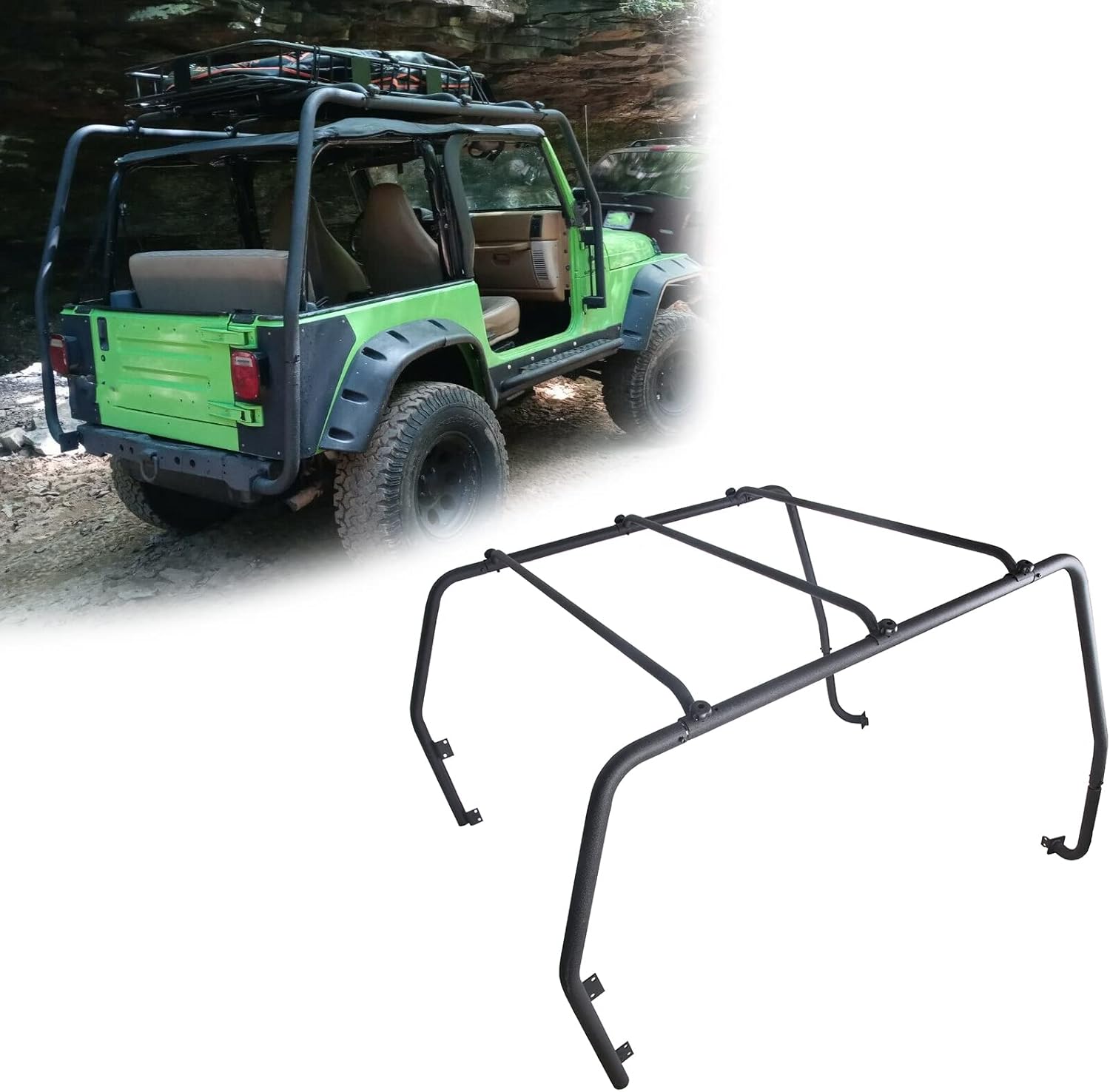 ECOTRIC Top Roof Rack for 1997-2006 Jeep Wrangler TJ - Textured Black ...
