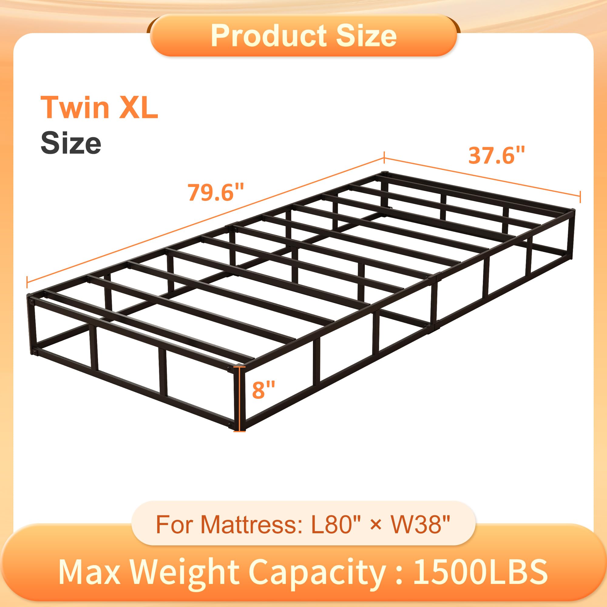 Twin XL Box Spring 8 Inch, High Profile Metal Twin XL Box Spring Only ...