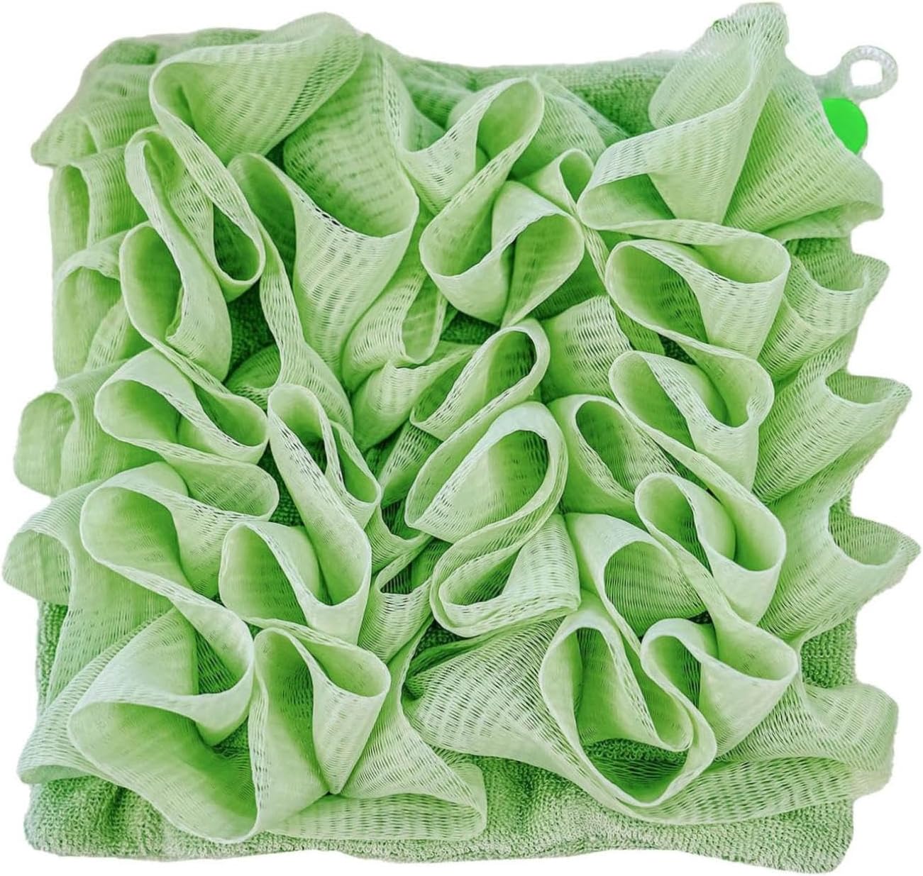 Amazon.com: Shower Loofah Washcloth, 2 in 1 Bath Soft Scrubbing Sponge ...