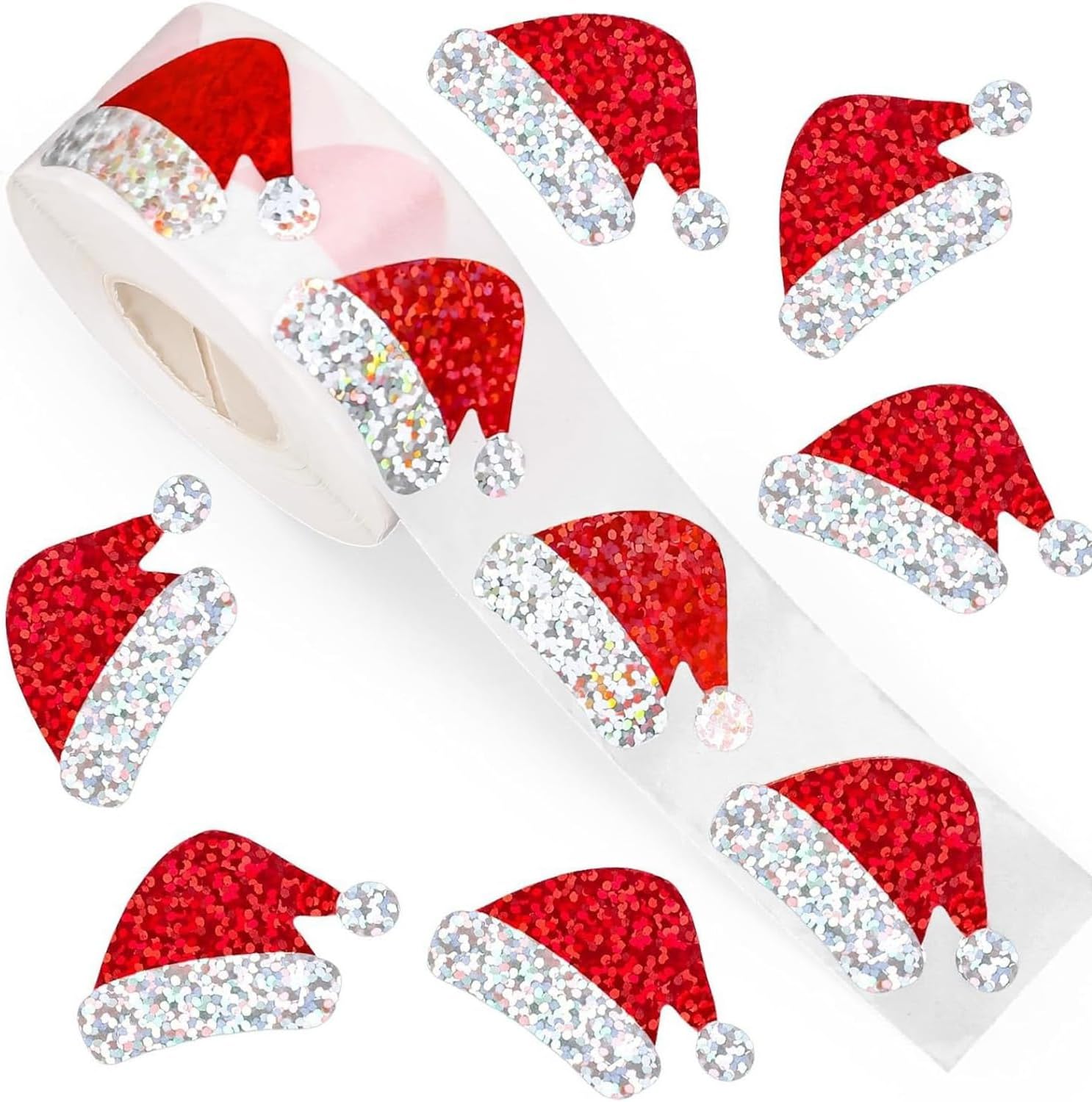 Amazon.com: Christmas Sticker Roll 500Pcs Round Label Stickers Santa ...