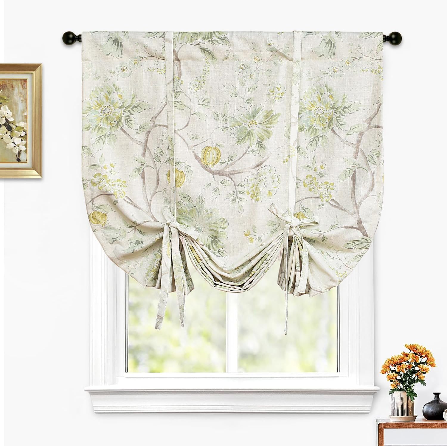 Amazon.com: Leeva Green Tie Up Valances Curtains for Bathroom ...