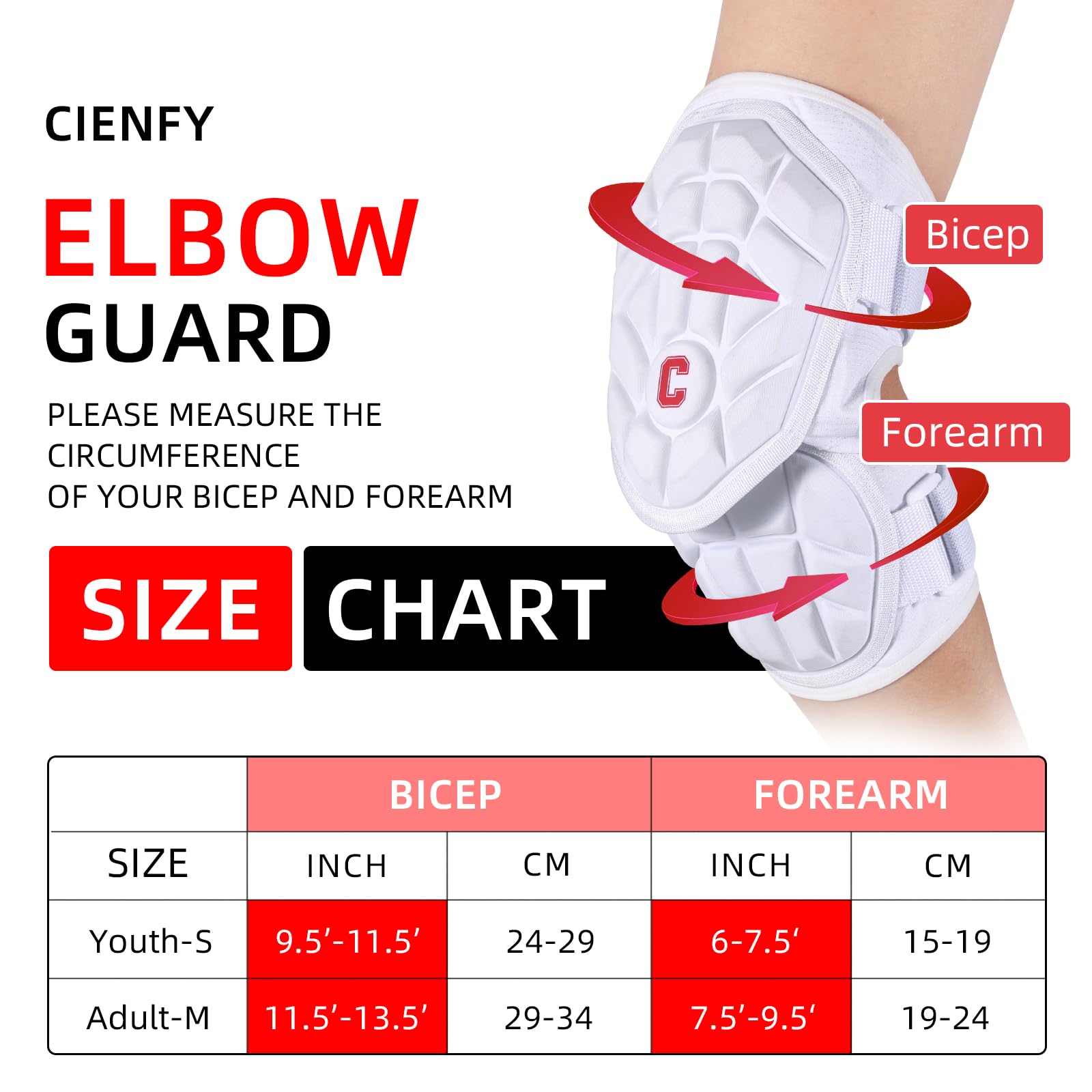 Snapklik.com : Cienfy Batters Elbow Guard For Baseball And Softball