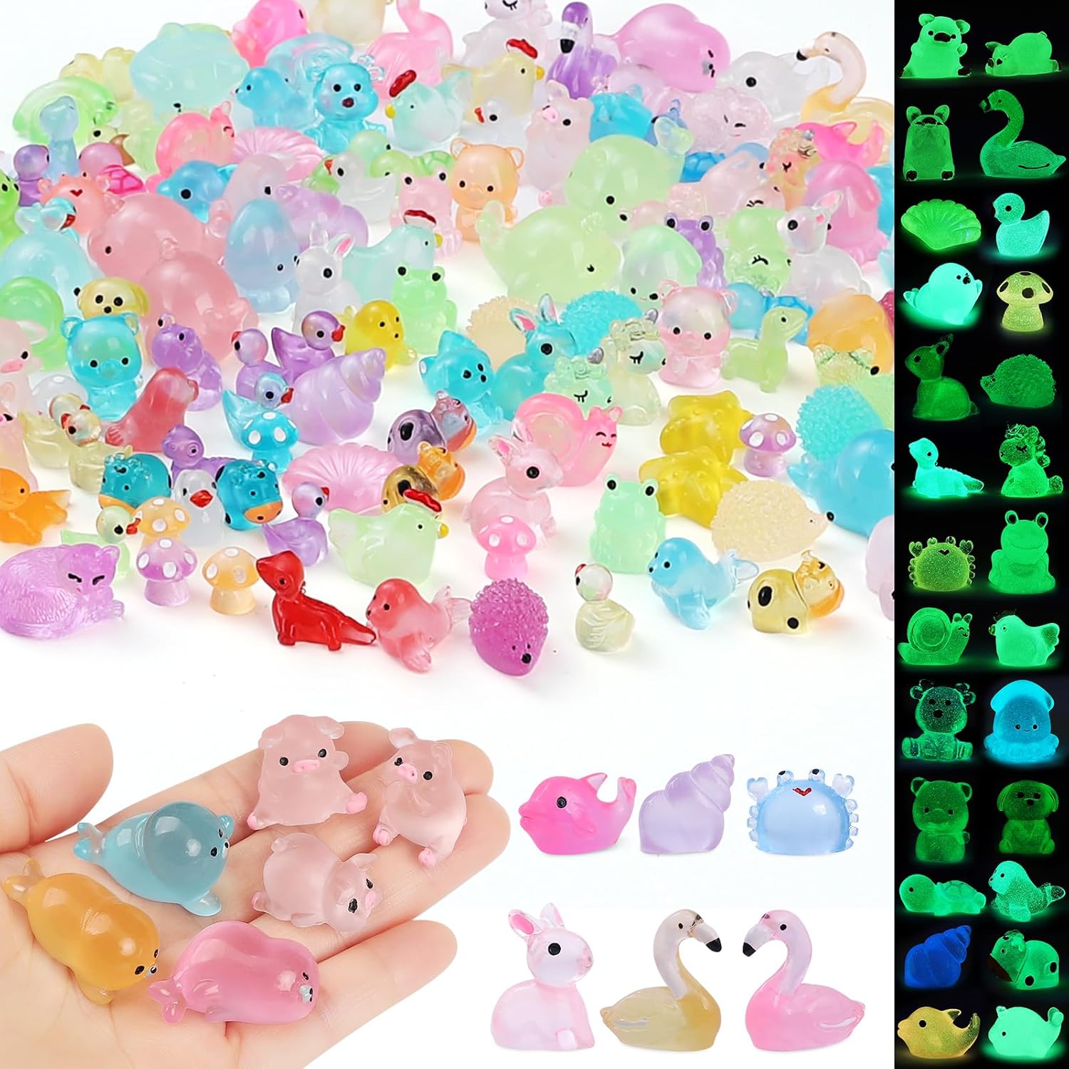 Amazon.com: LOVEXIRAN 150Pcs Mini Resin Animals Tiny Resin Animals Glow ...