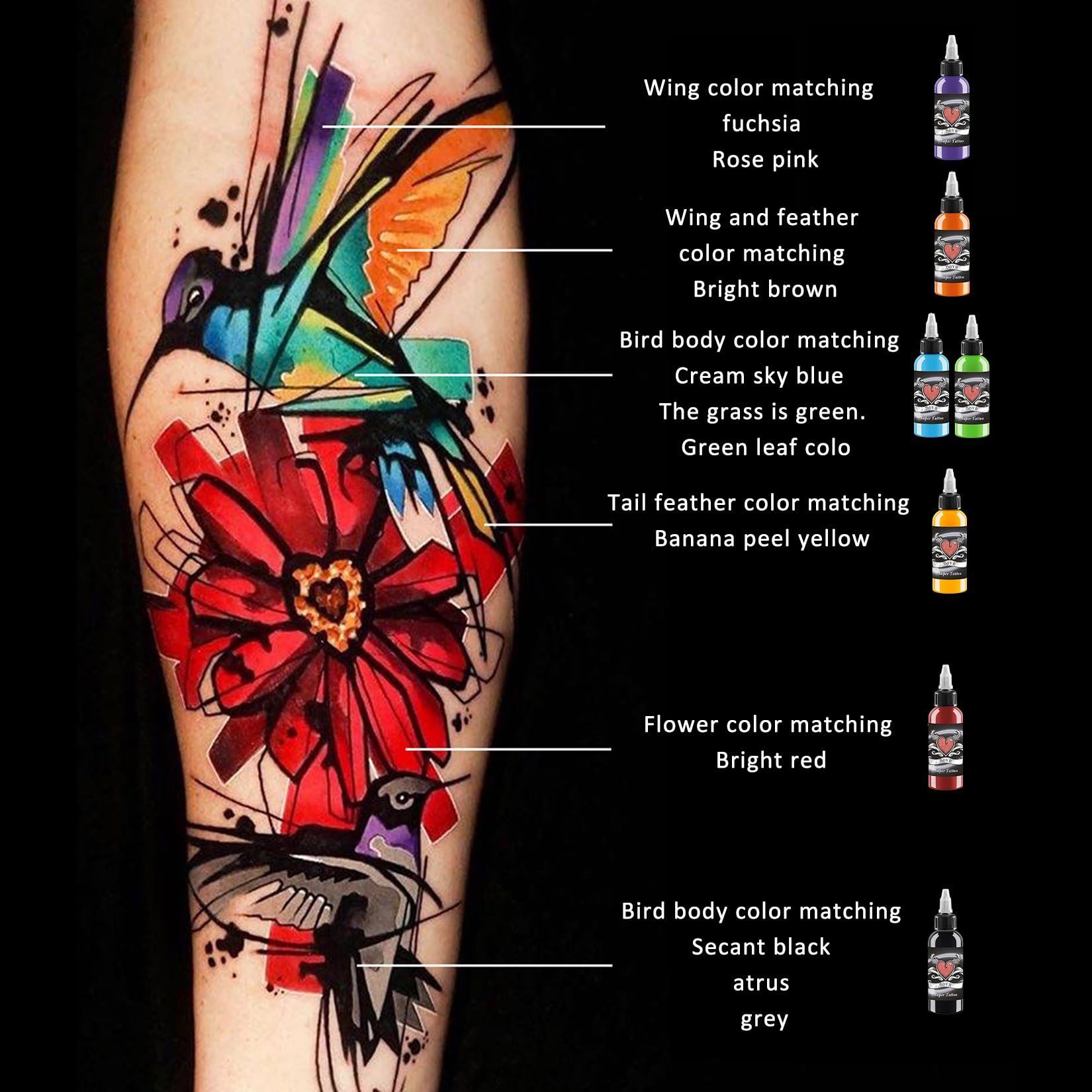 Lot Color Tattoos DLD Golden Swirls Baodeli 14PCS Tattoo Ink Set