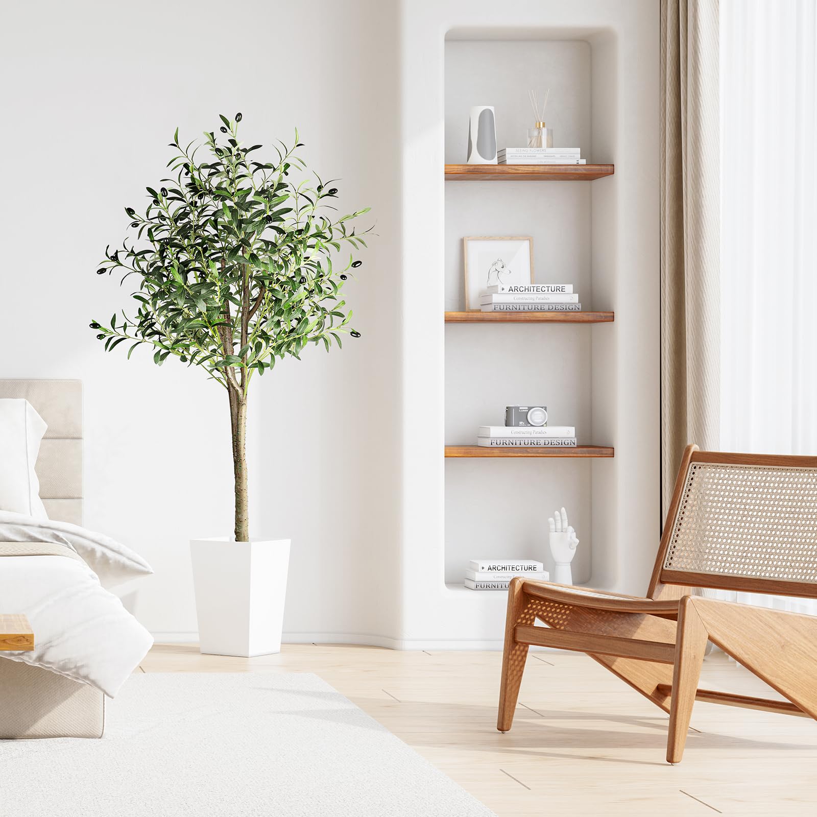 YOLEO 5FT Artificial Olive Tree Faux Tree with Lifelike Leaves Fake ...