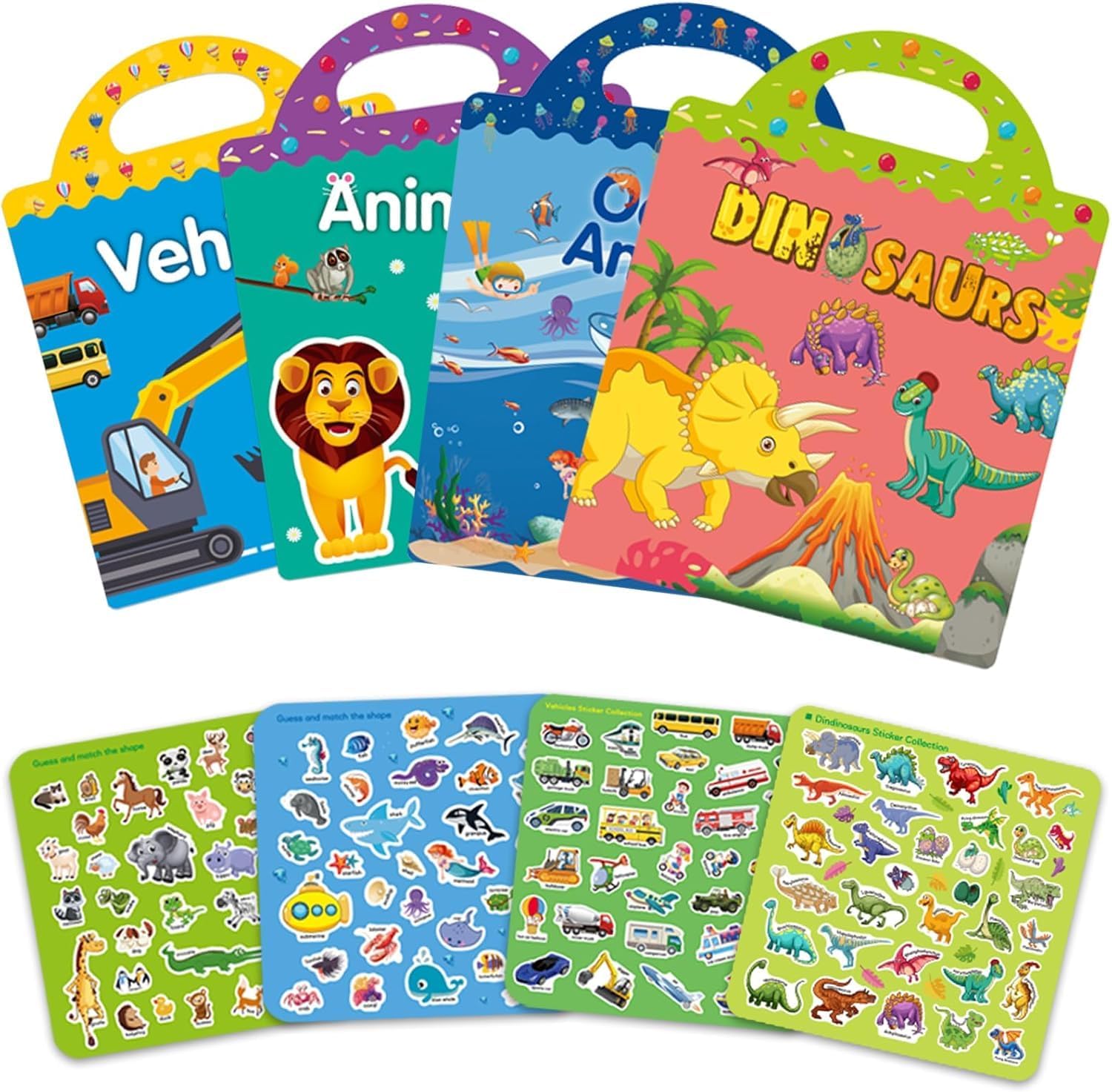 Reusable Sticker Books for Kids 3-6 Toys, Includes 4 Themes Animals ...