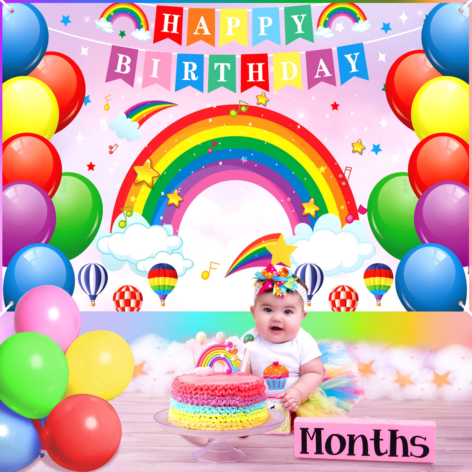 Rainbow Birthday Backgrounds Round Rainbow Unicorn Backdrop Girls