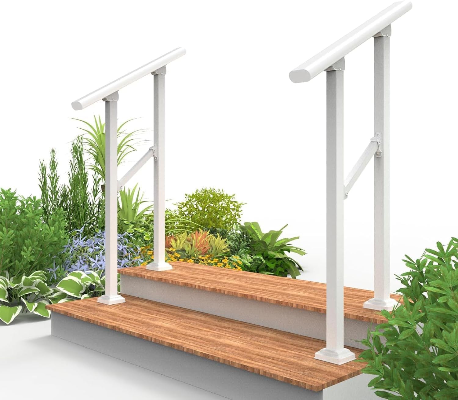 Heavy Duty Hand Rails for Outdoor Steps - Adjustable 1 to 5 Step Stair ...