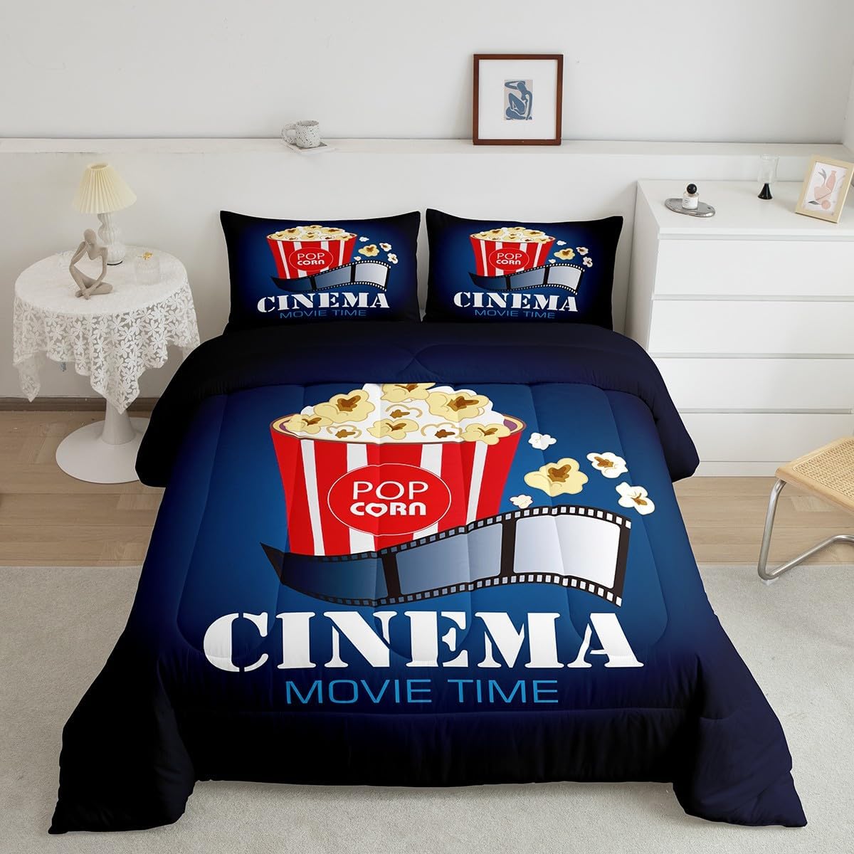 Amazon.com: Homewish Vintage Cinema Comforter Set,Popcorn Bedding Set ...