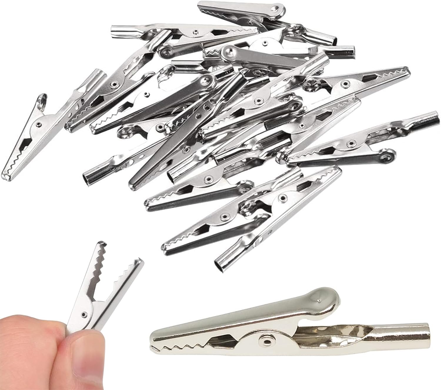 50Pcs Alligator Clips Silver, Spring Clamps, Metal Croc Clips for ...