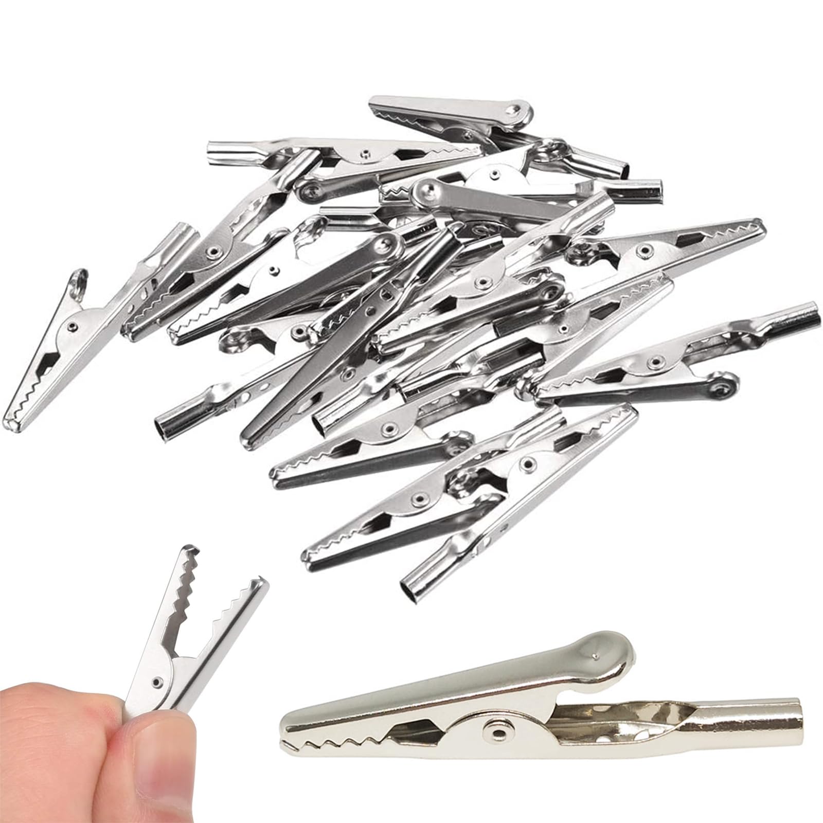 50Pcs Alligator Clips Silver, Spring Clamps, Metal Croc Clips for ...