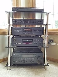 Amazon.com: Audio-Video Media Stand with 5-Tier Tempered Glass Shelves ...