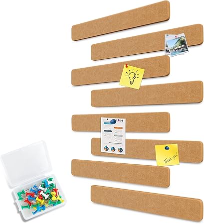 Uoisaiko Felt Pin Board Bar 33cm x 5cm, 8 Pack Cork Board Bulletin ...