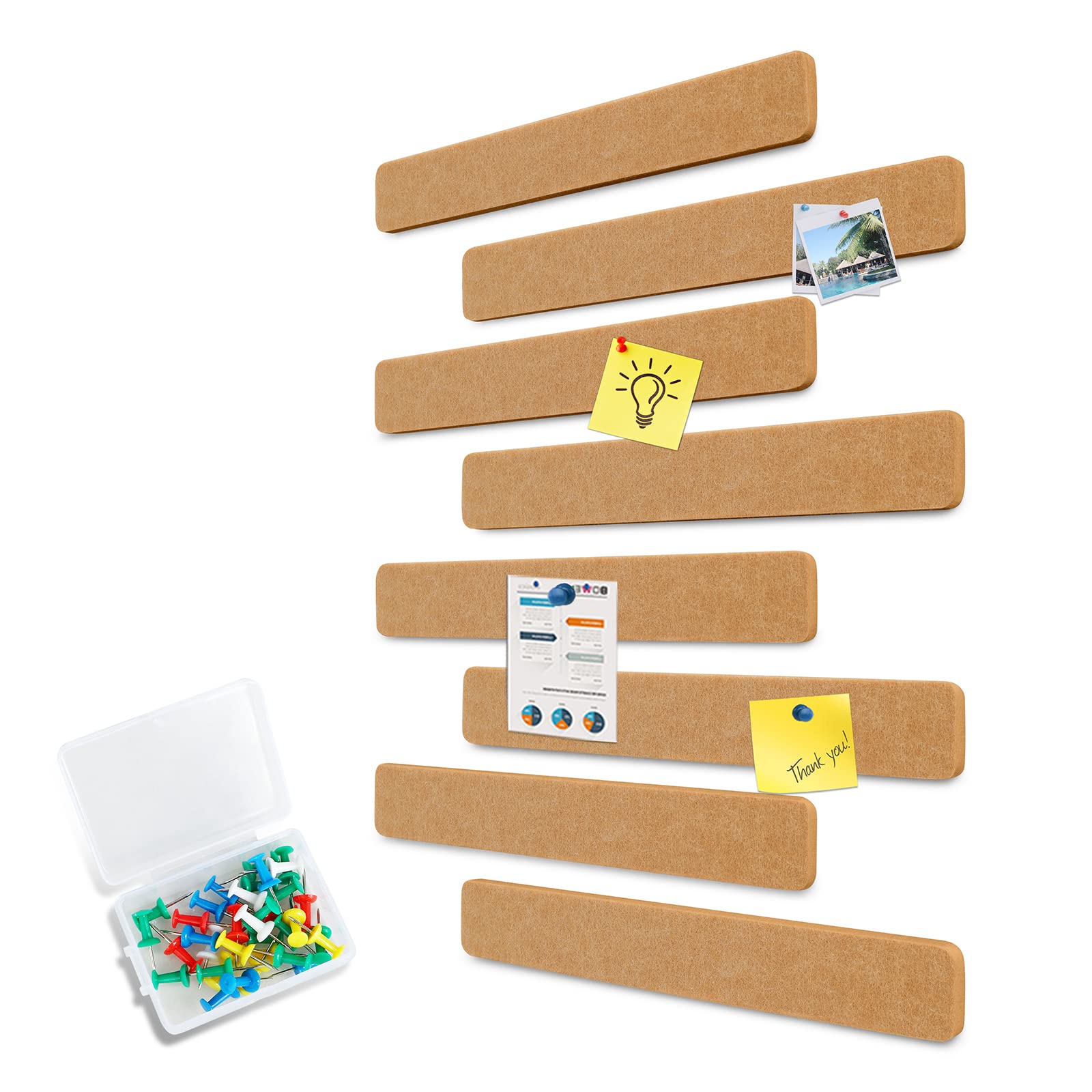 Uoisaiko Felt Pin Board Bar 38cm x 5cm, 8 Pack Cork Board Bulletin ...