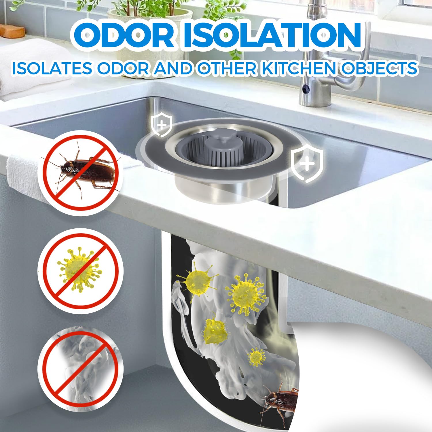 Snapklik.com : Zaa 2 Pack 3in1 Kitchen Sink Drain Strainer And Sink ...