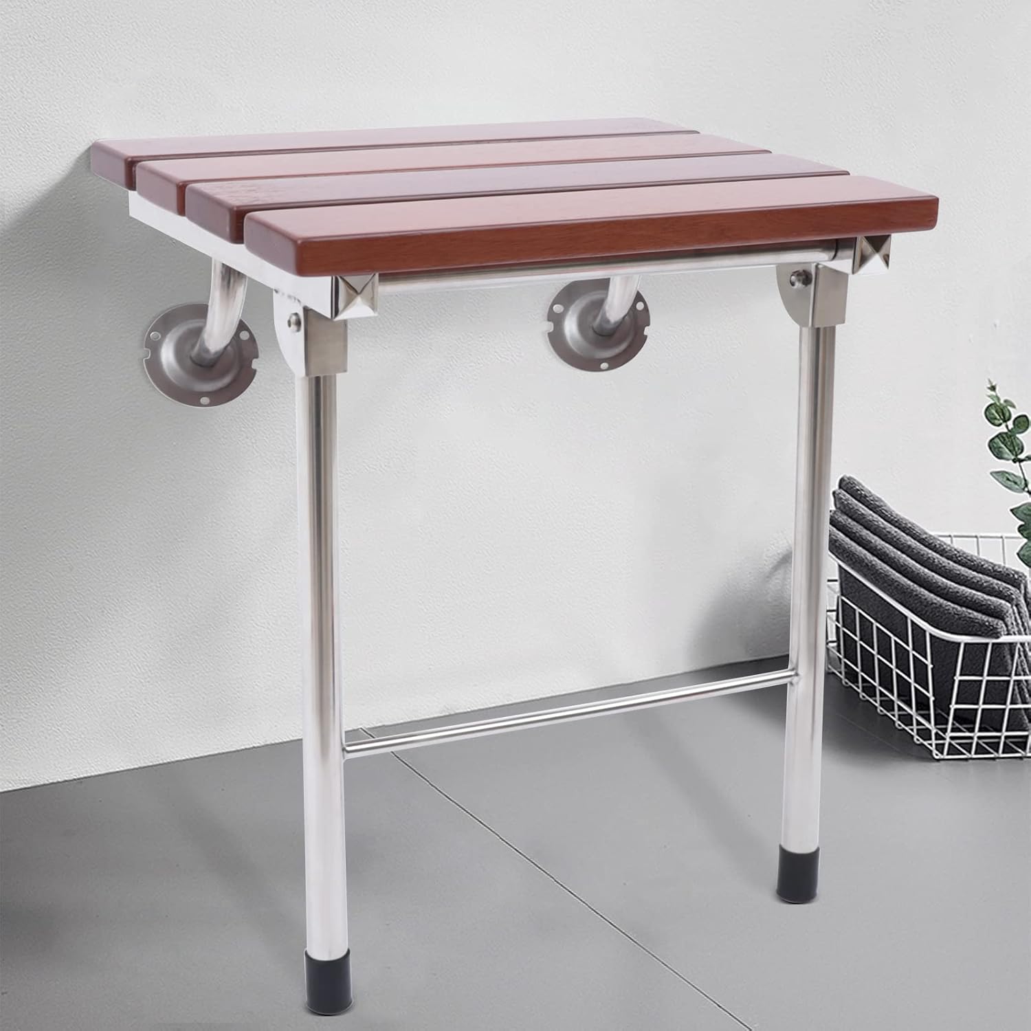 Amazon.com: CNCEST Wall Mount Folding Shower Seat, Wall Mount Solid ...