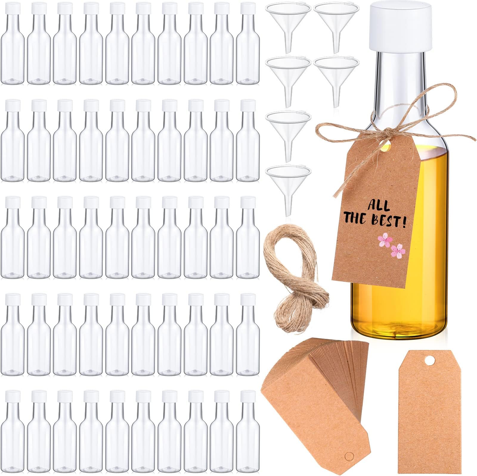 Amazon.com: 100 Pcs Mini Liquor Bottles Set, 1.7oz Plastic Shot Bottles ...