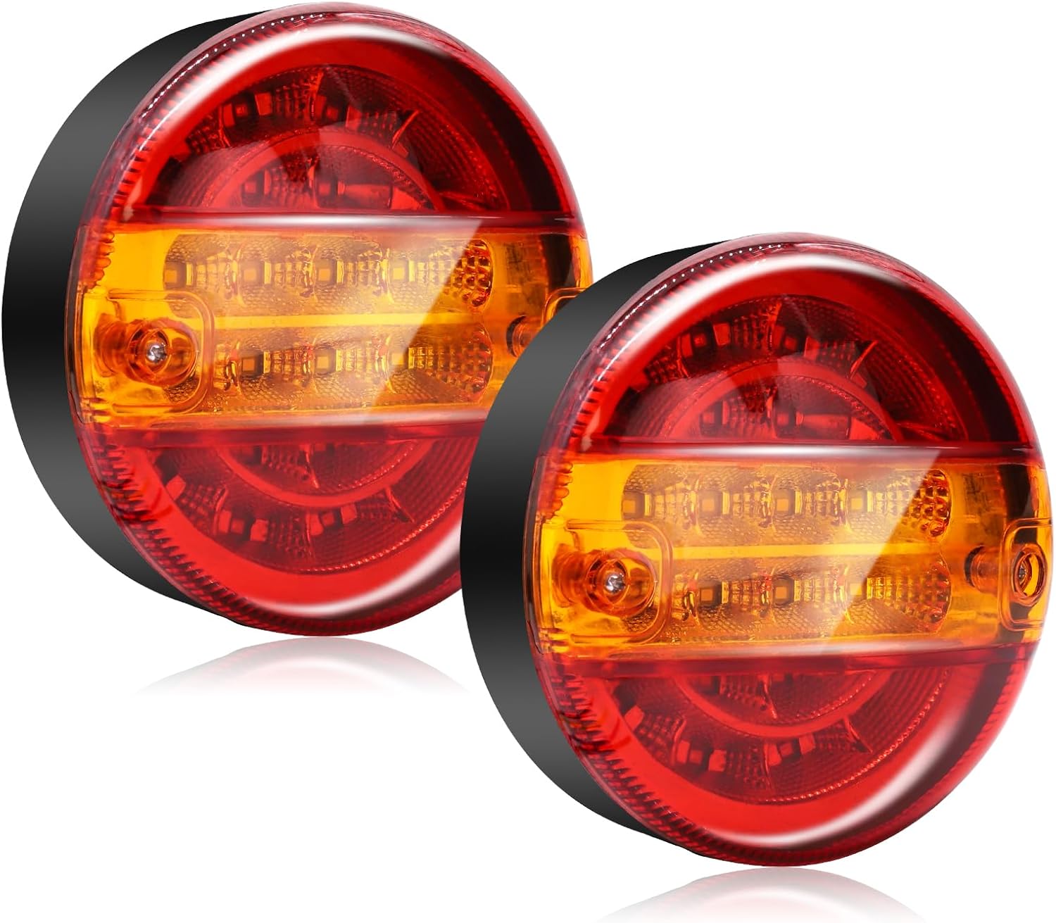 Amazon.com: NWpangu LED Round Trailer Rear Lights 20-LED Red/Yellow Bi ...