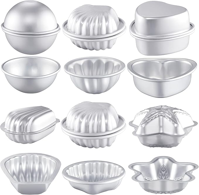 Amazon.com: Patelai 12 Pcs Bath Bomb Molds 6 Shapes Metal DIY Bath Bomb ...