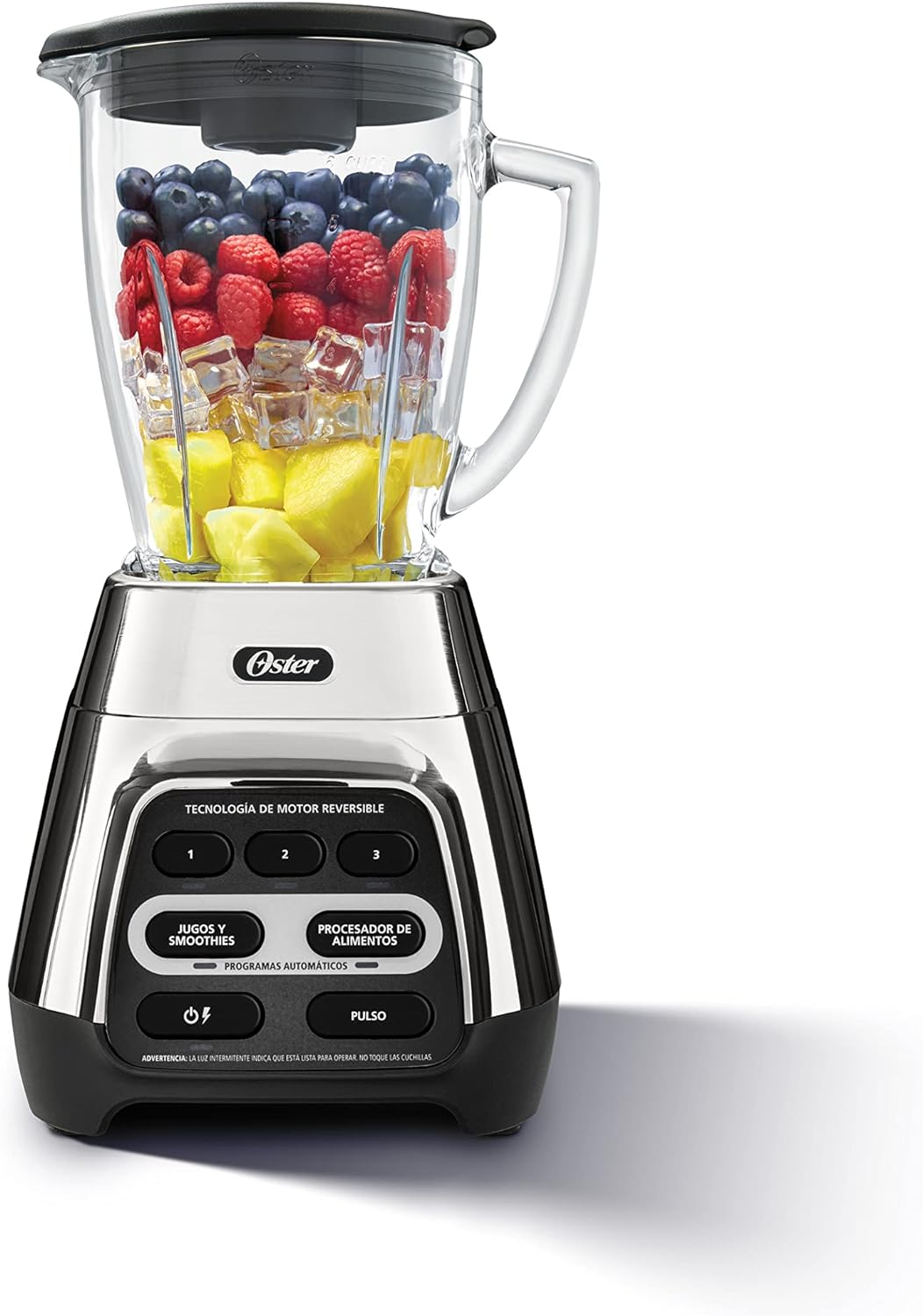 Oster Licuadora, con Programas Automáticos, Tecnología Reversible y Vaso Blend-N-Go, Plateado y ...