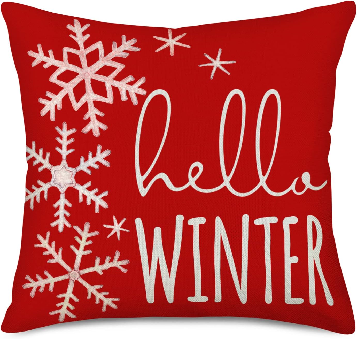 Amazon.com: Easternproject Hello Winter Throw Pillow Cover 18x18 Red ...