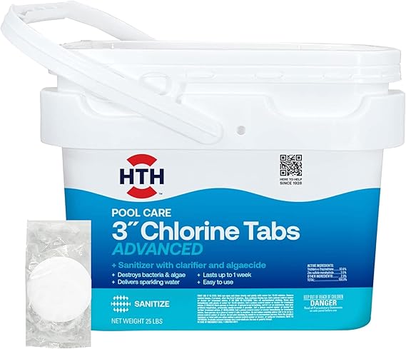 Amazon.com: HTH 42055W Pool Care 3" Chlorine Tabs Advanced ...