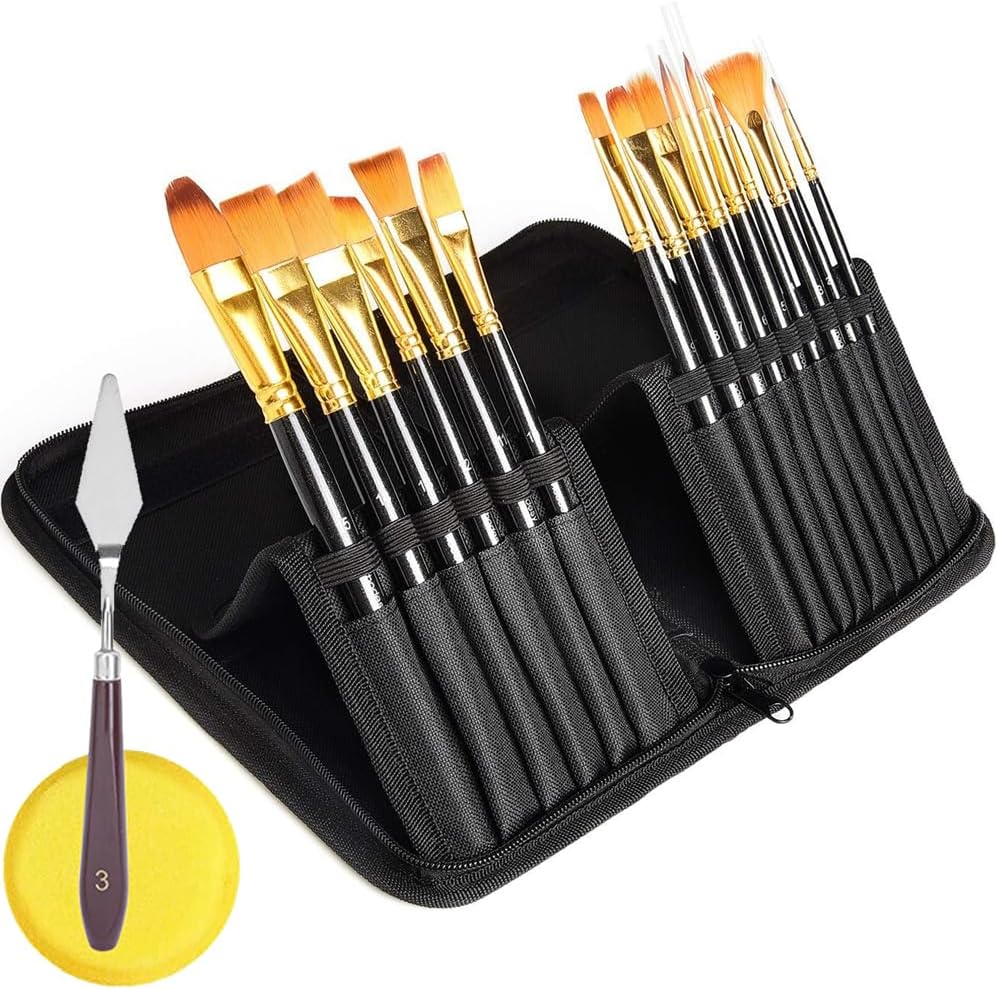 Yotsuba Paint Brush Set, 15 Pieces Acrylic Paint Brushes with Pop-Up ...