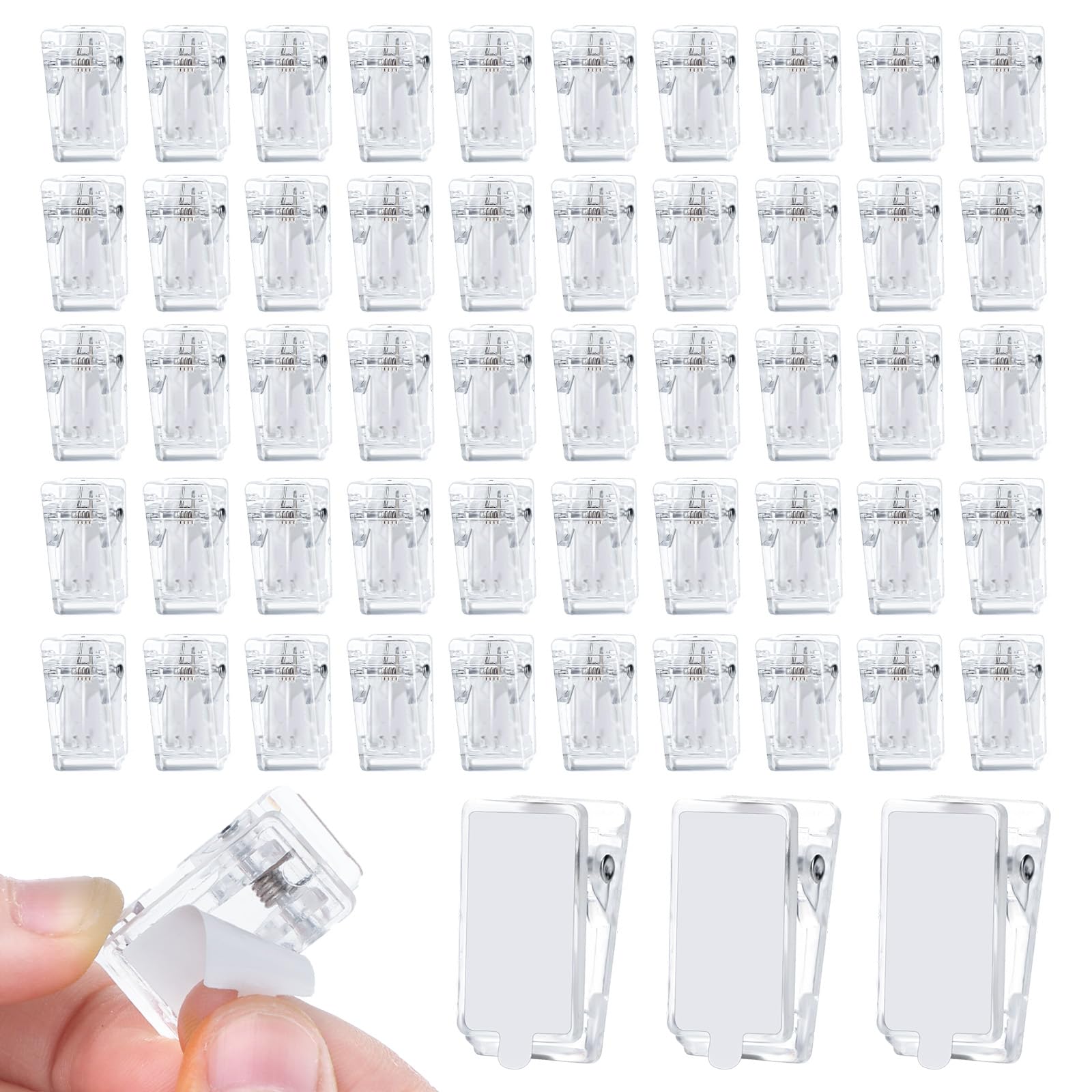 Amazon.com: 50pcs Commands Clips for Hanging Self Adhesive Clear 1inch ...