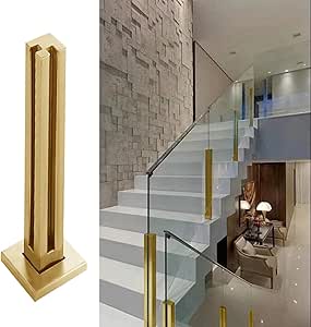 BBHW Glass Railing Post System, Gold Finished Guardrail Post for Stairs ...