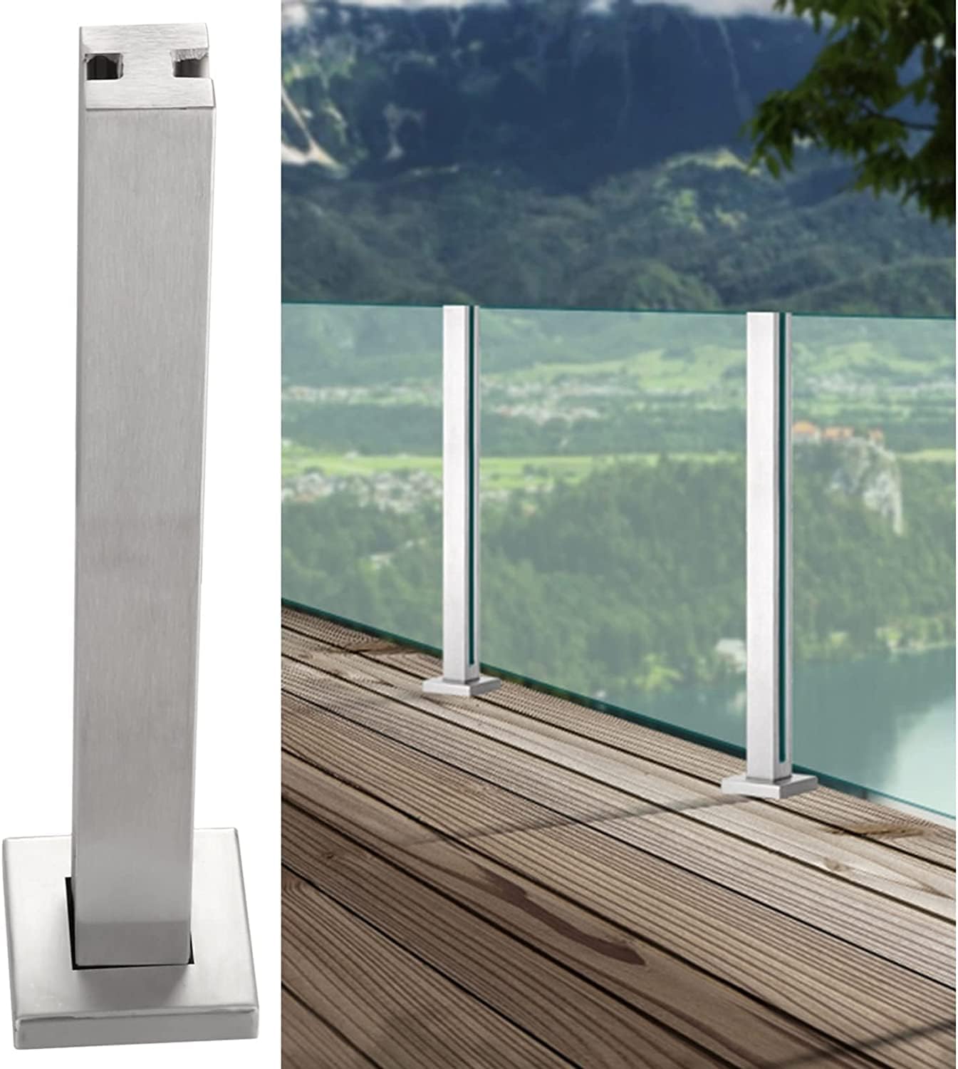 Amazon.com: OSCCAR Porch Glass Fence Clamp Pole Stainless Steel Glass ...