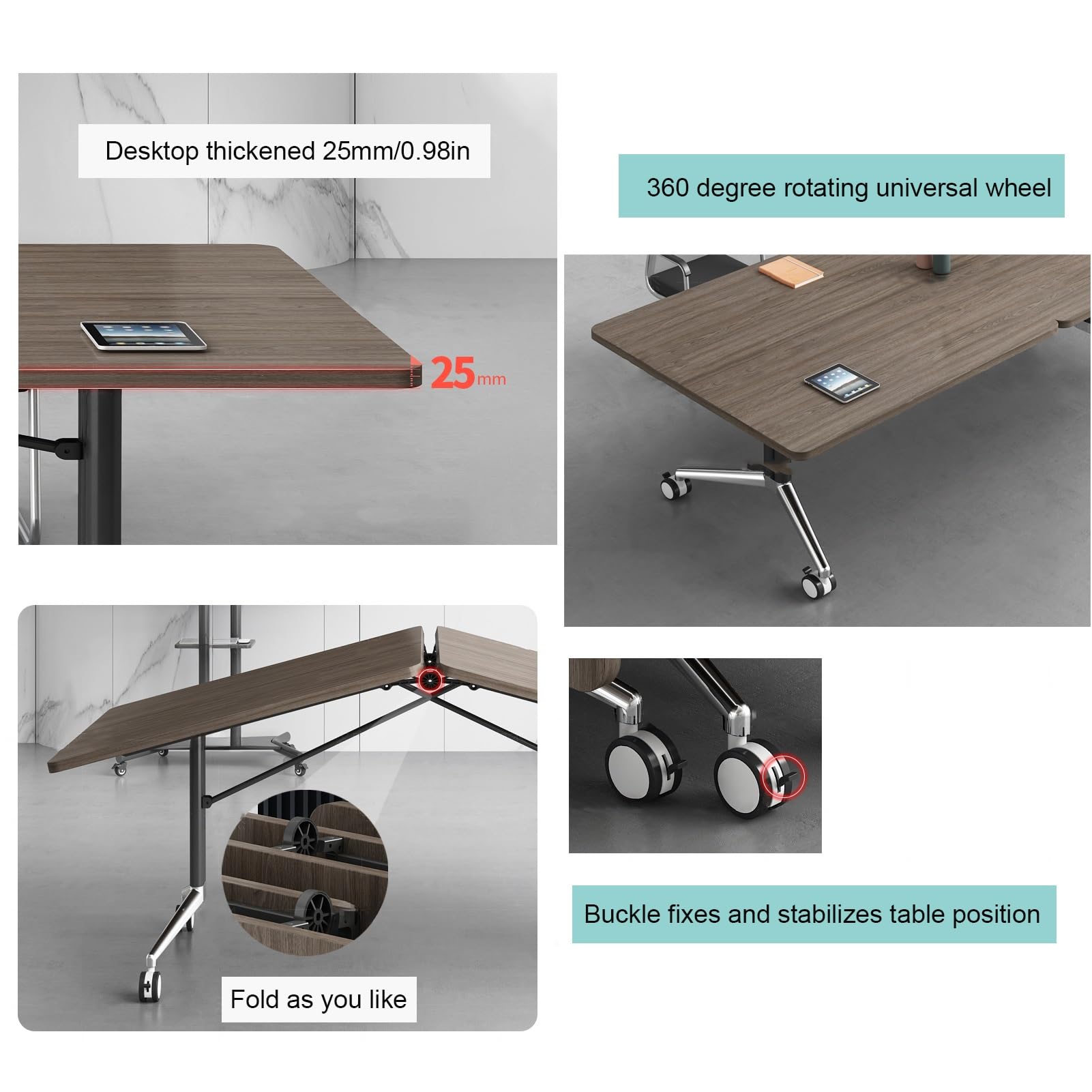 Folding Conference Table HSHBDDM With Flip Top And Locking Wheels ...