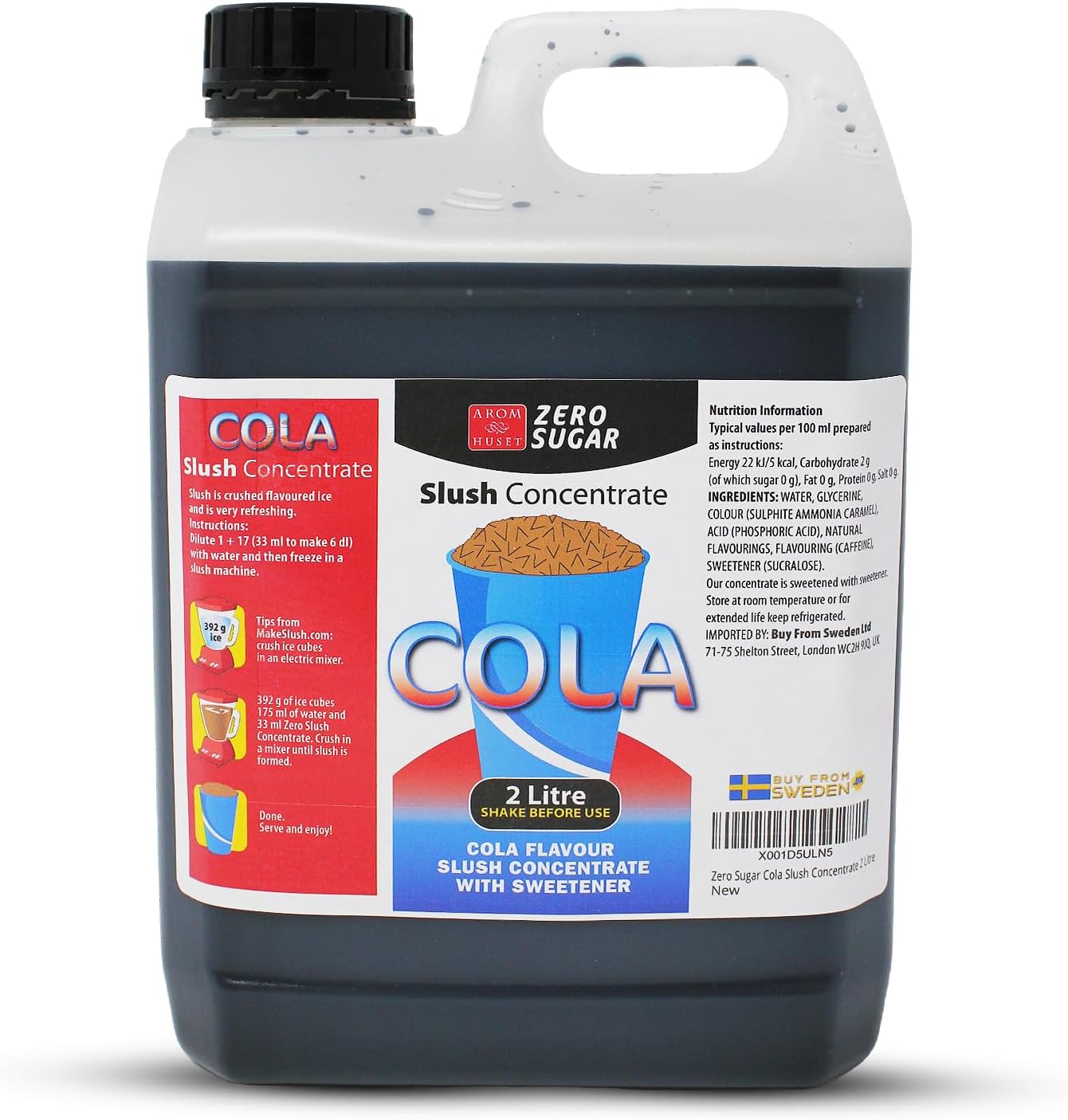 Aromhuset Zero Cola Slush Syrup 2 Litres – Flavoured Frozen Slushie ...
