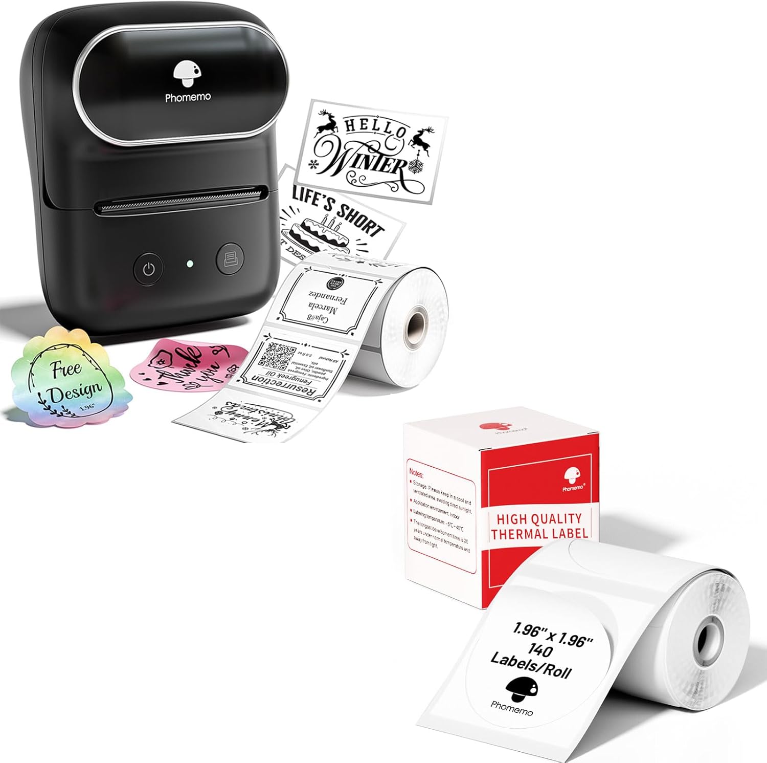 Amazon.com: Phomemo M108 Label Maker Machine with 1.96"x1.96" Round ...