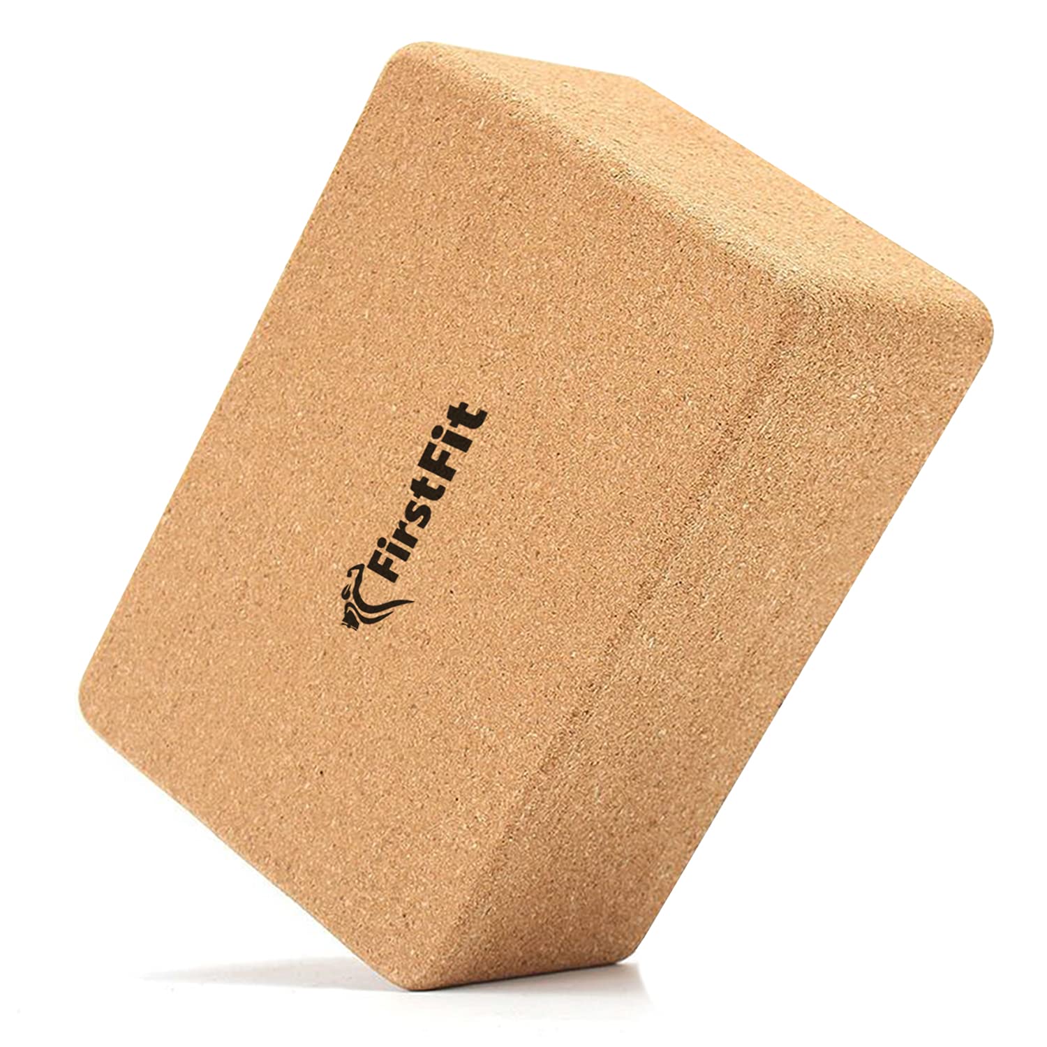 FirstFit Yoga Block | Non-Slip and Supra Grip Natural Cork Yoga Brick ...